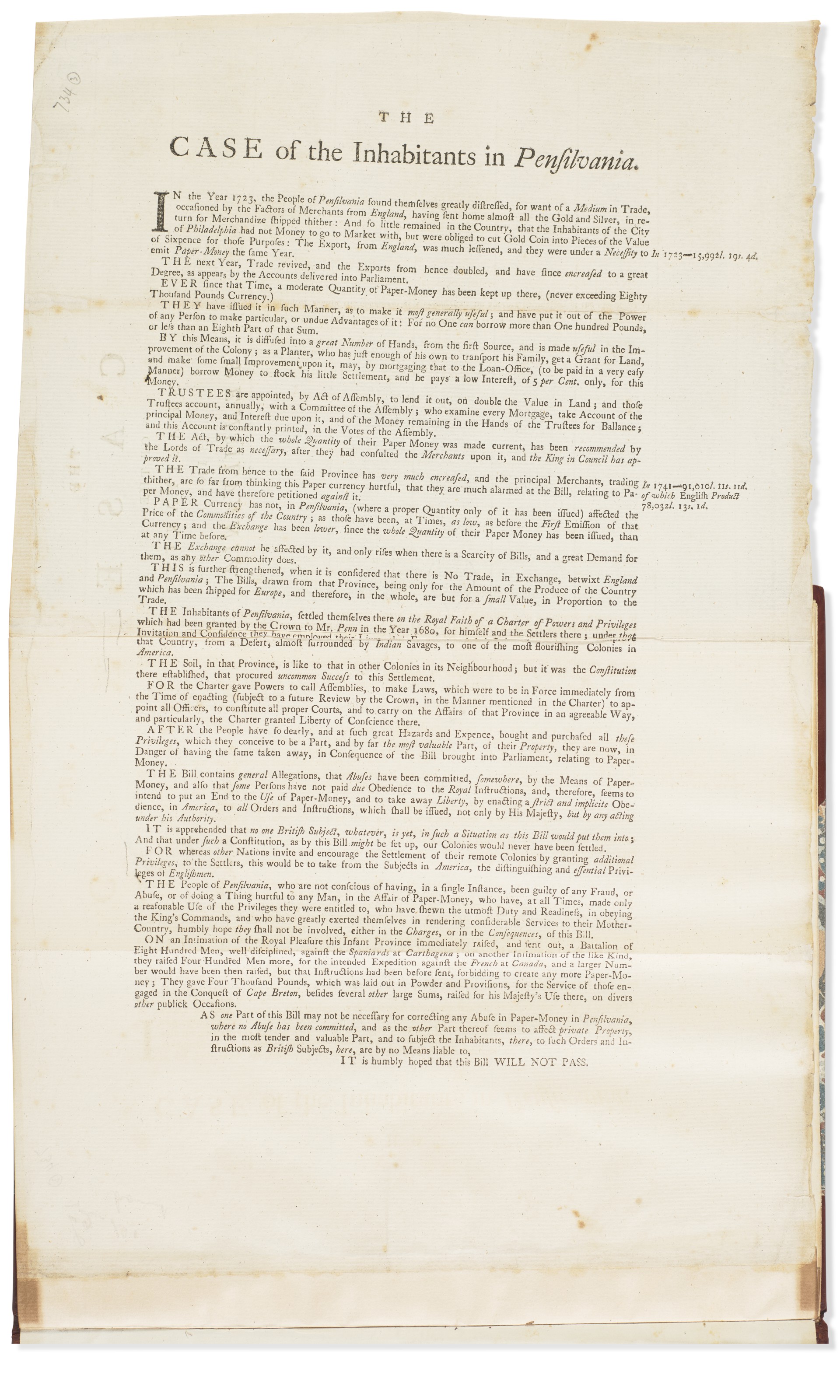 Defending colonial paper money, Anonymous, c. 1750 | Christie’s