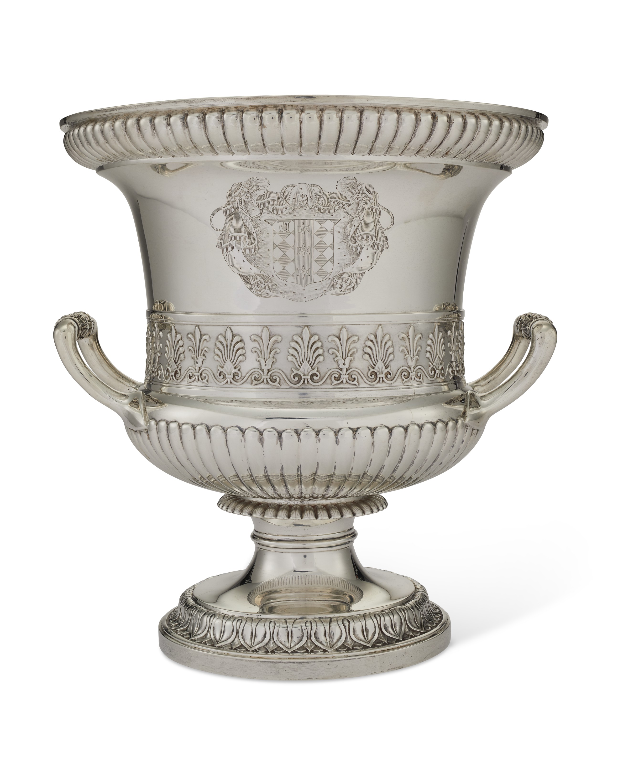 A REGENCY SILVER TWO-HANDLED WINE COOLER, MARK OF PAUL STORR, LONDON ...