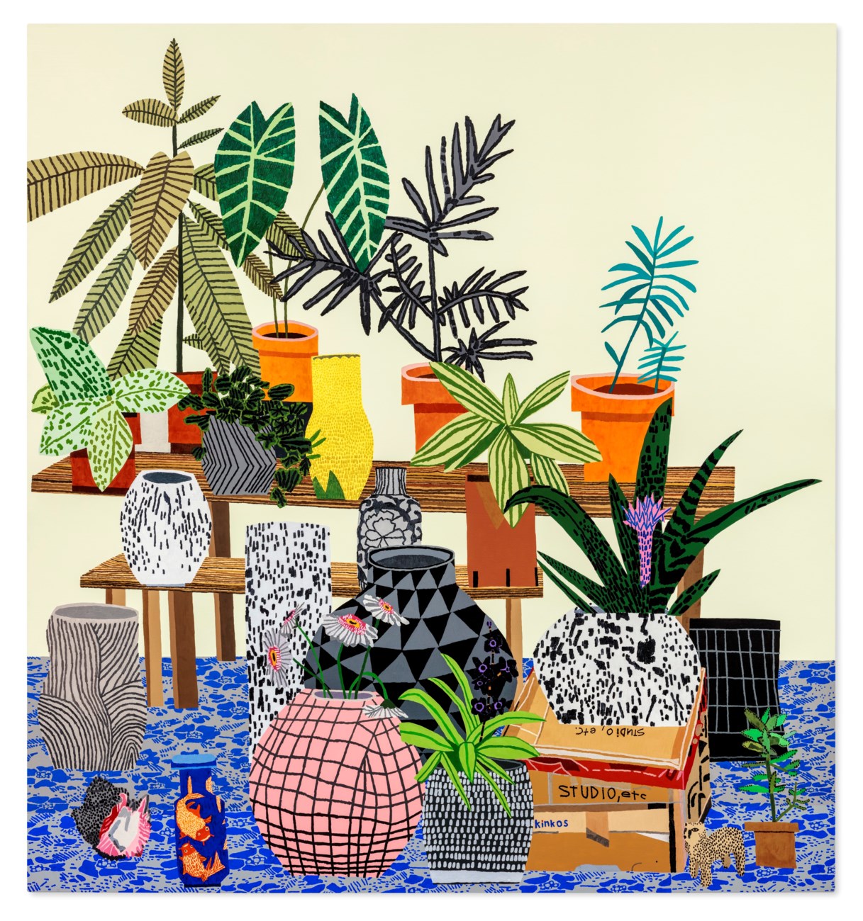 JONAS WOOD (B. 1977), Two Tables with Floral Pattern | Christie's
