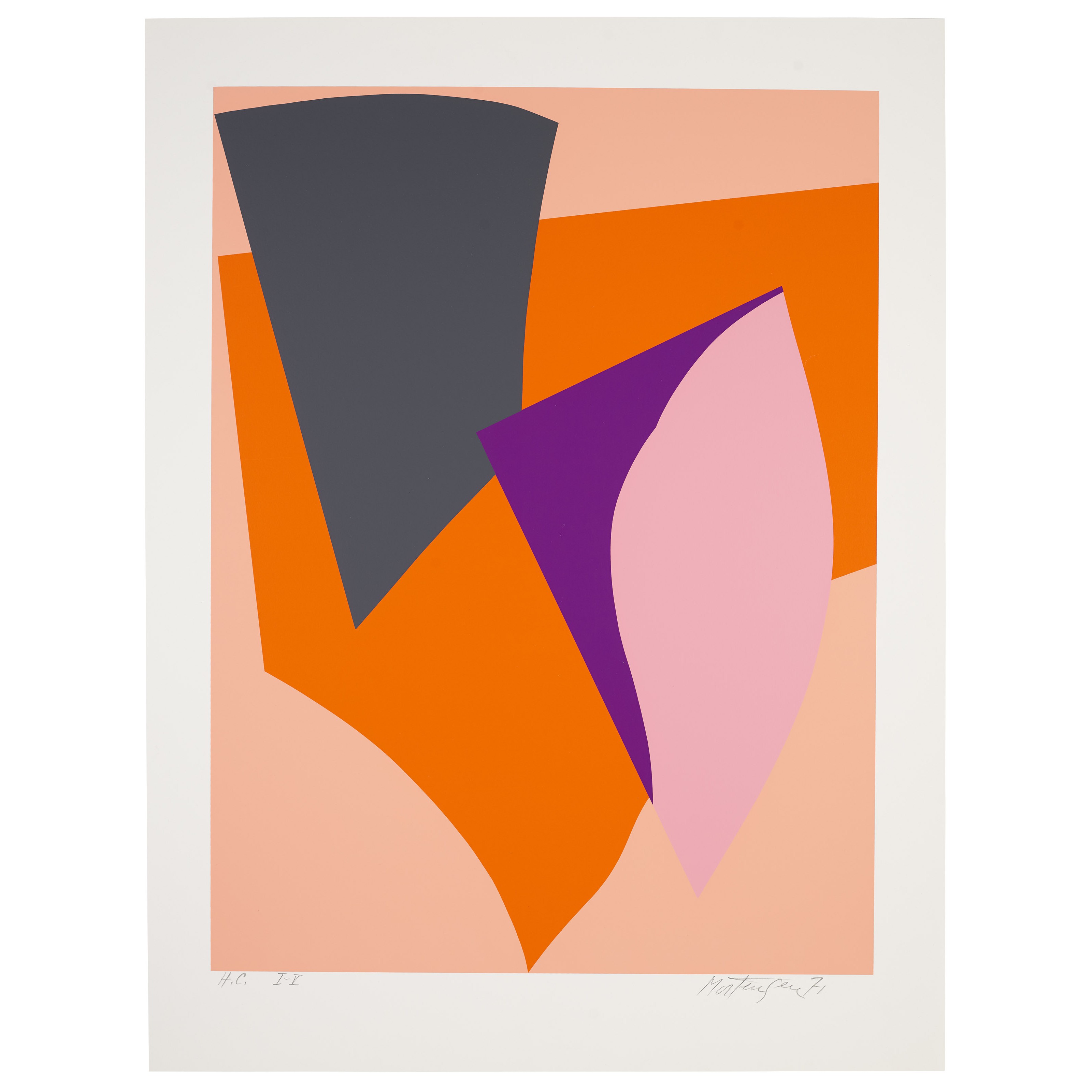 RICHARD MORTENSEN (1910-1993), Untitled (Freie Formen auf Orange ...