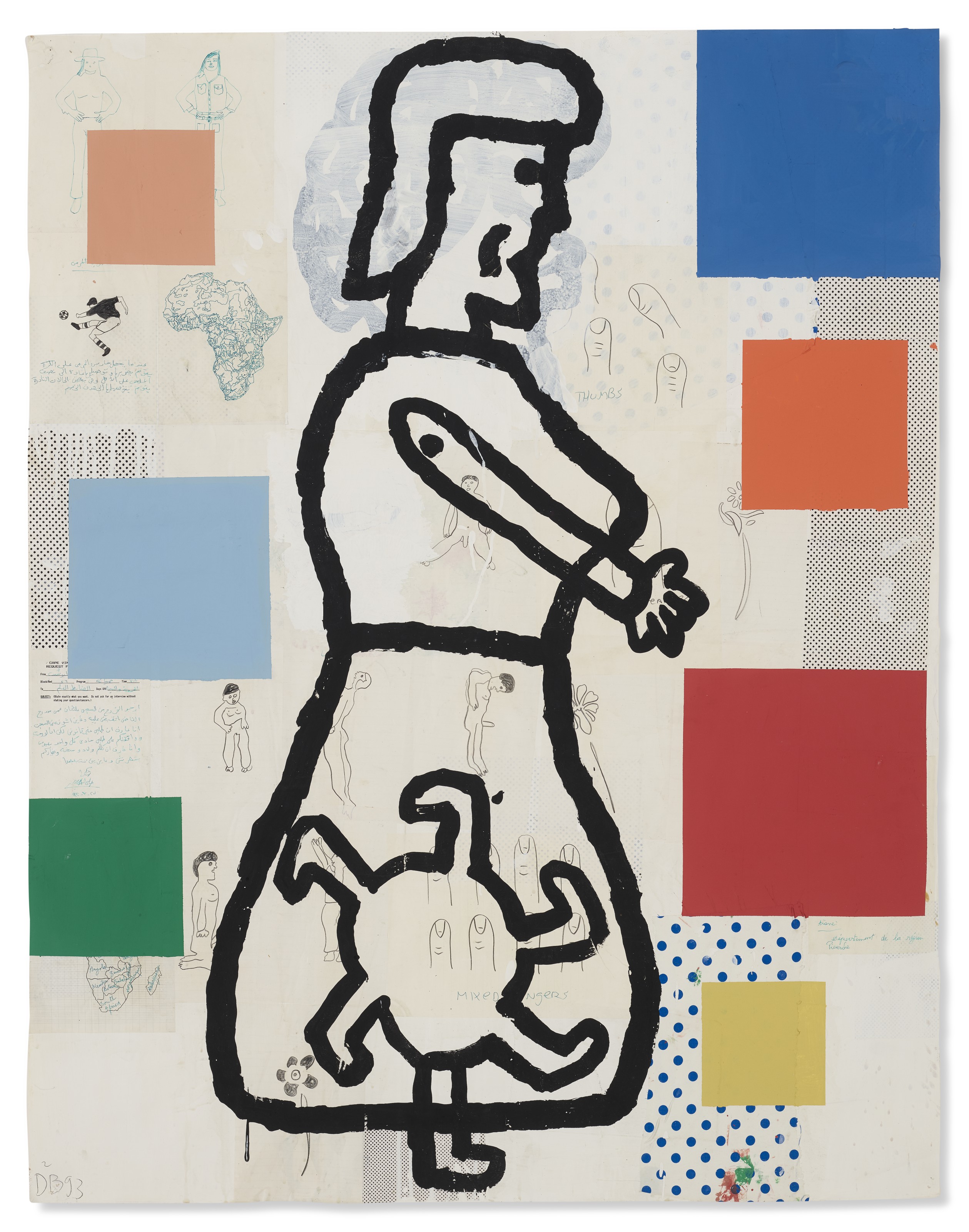 Donald Baechler (b. 1956), Large Abstract Composition with Standing ...