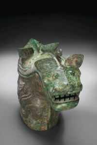 AN EXCEPTIONAL AND HIGHLY IMPORTANT BRONZE RITUAL WINE VESSEL AND COVER ...