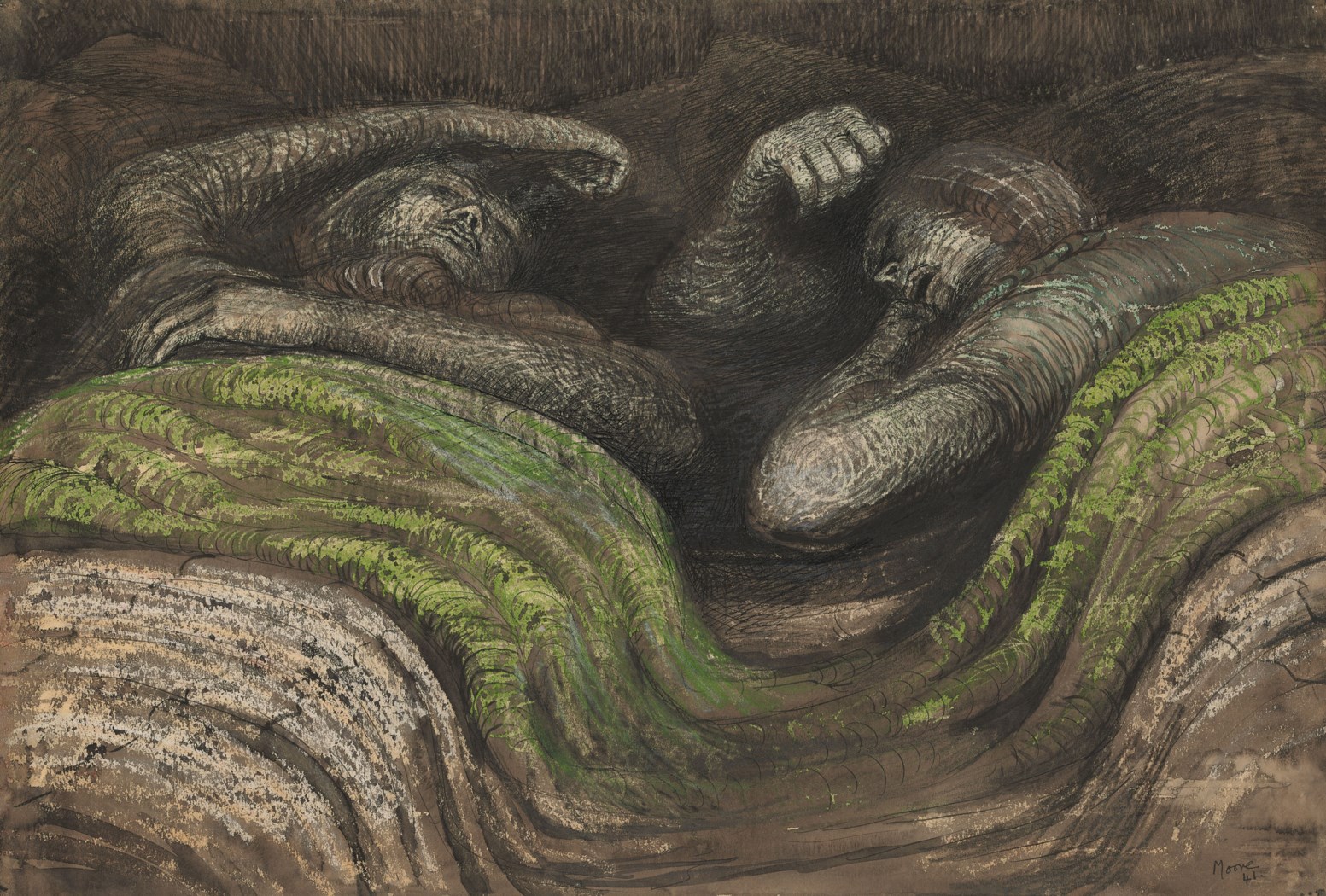 HENRY MOORE (1898-1986), Two Sleepers in the Underground (recto ...