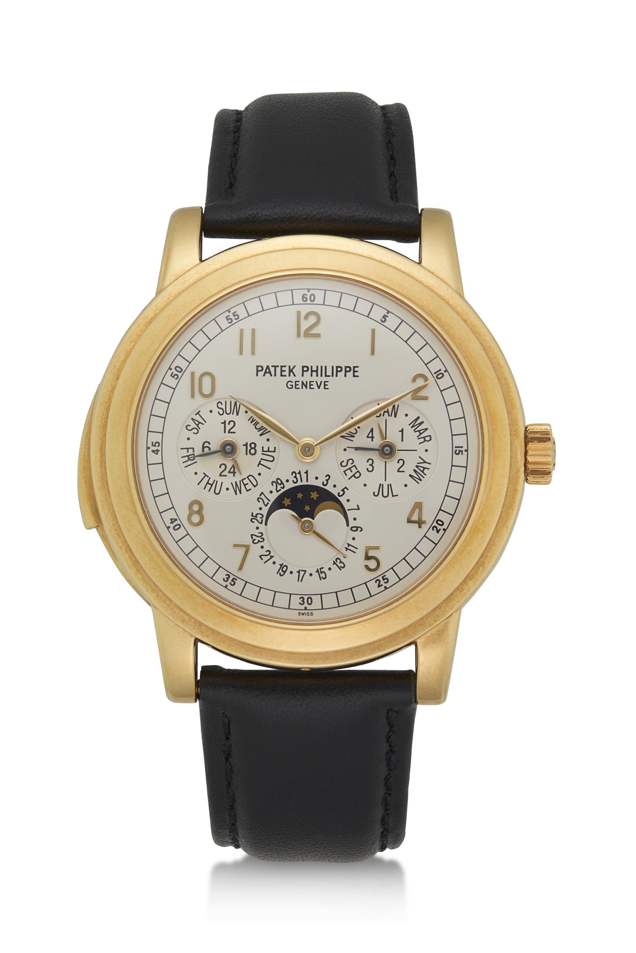 PATEK PHILIPPE, GOLD "CATHEDRAL" MINUTE REPEATING PERPETUAL CALENDAR ...