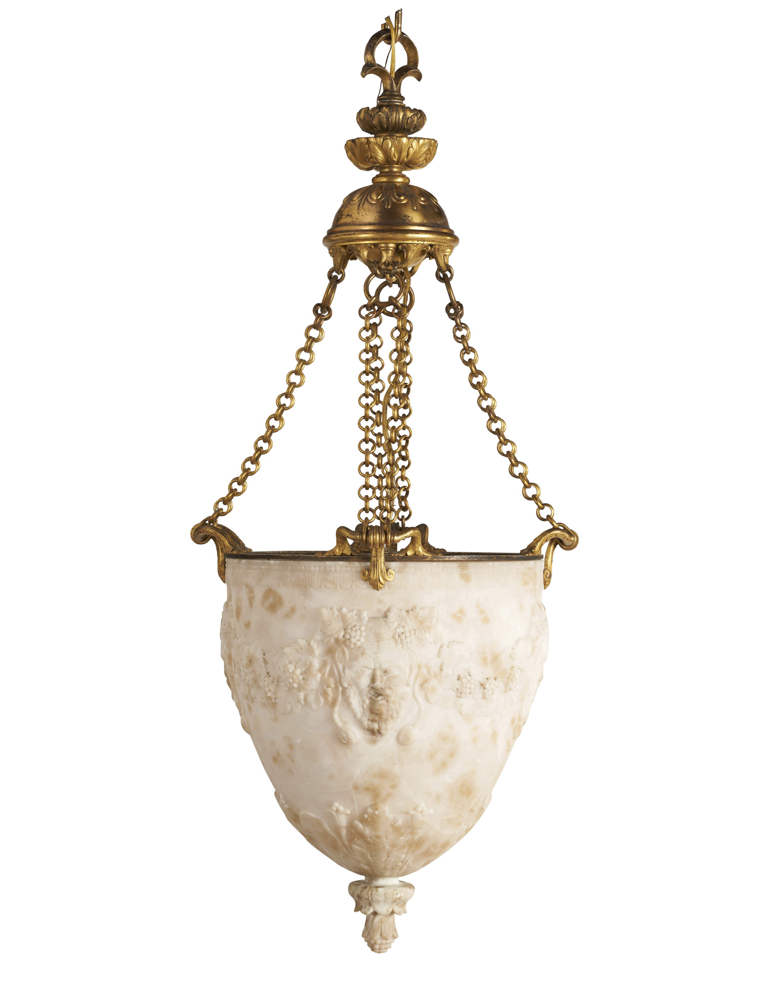 AN ORMOLU AND ALABASTER HALL LANTERN, ATTRIBUTED TO EDWARD F. CALDWELL ...