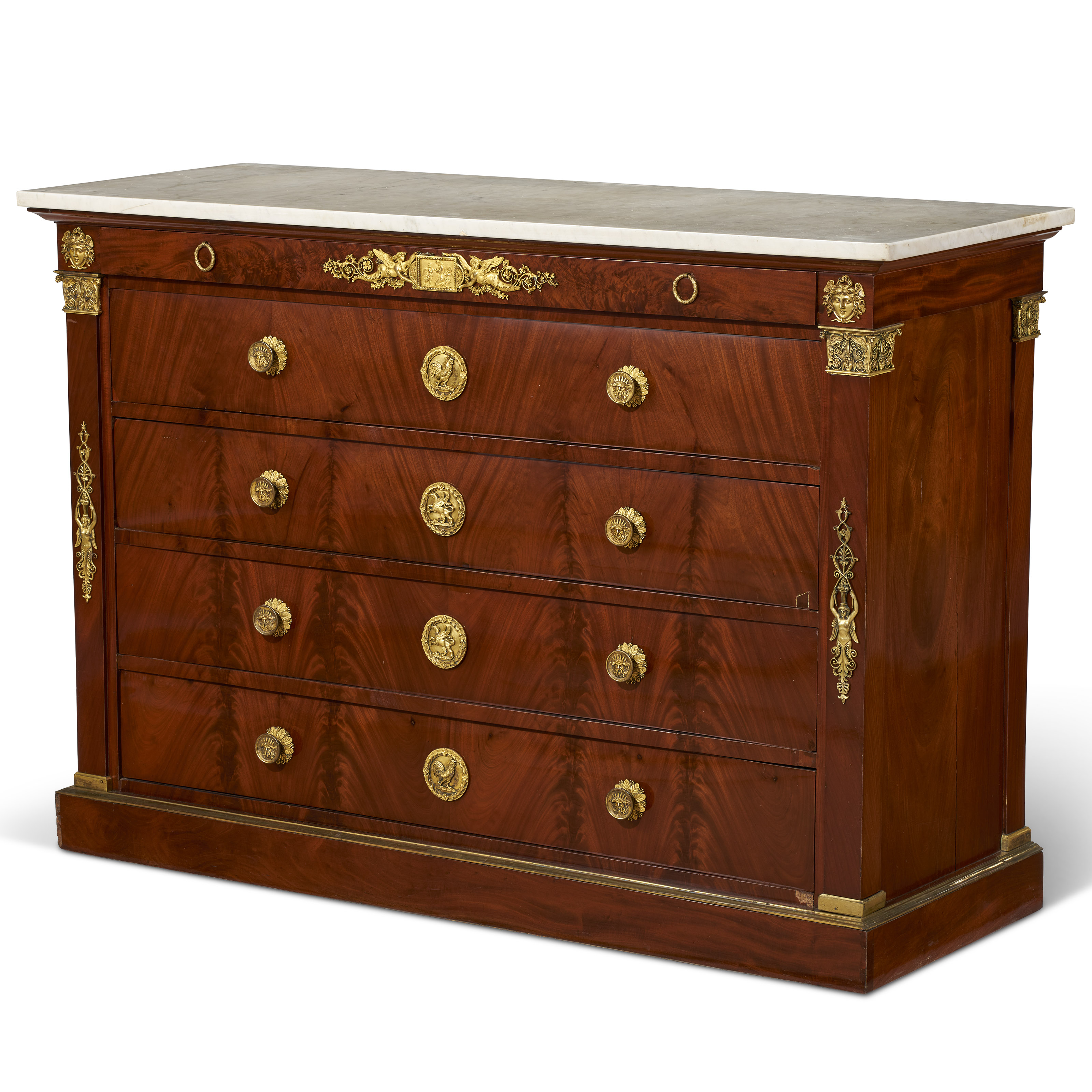 A CONSULAT ORMOLU-MOUNTED MAHOGANY COMMODE, BY BERNARD MOLITOR, CIRCA ...