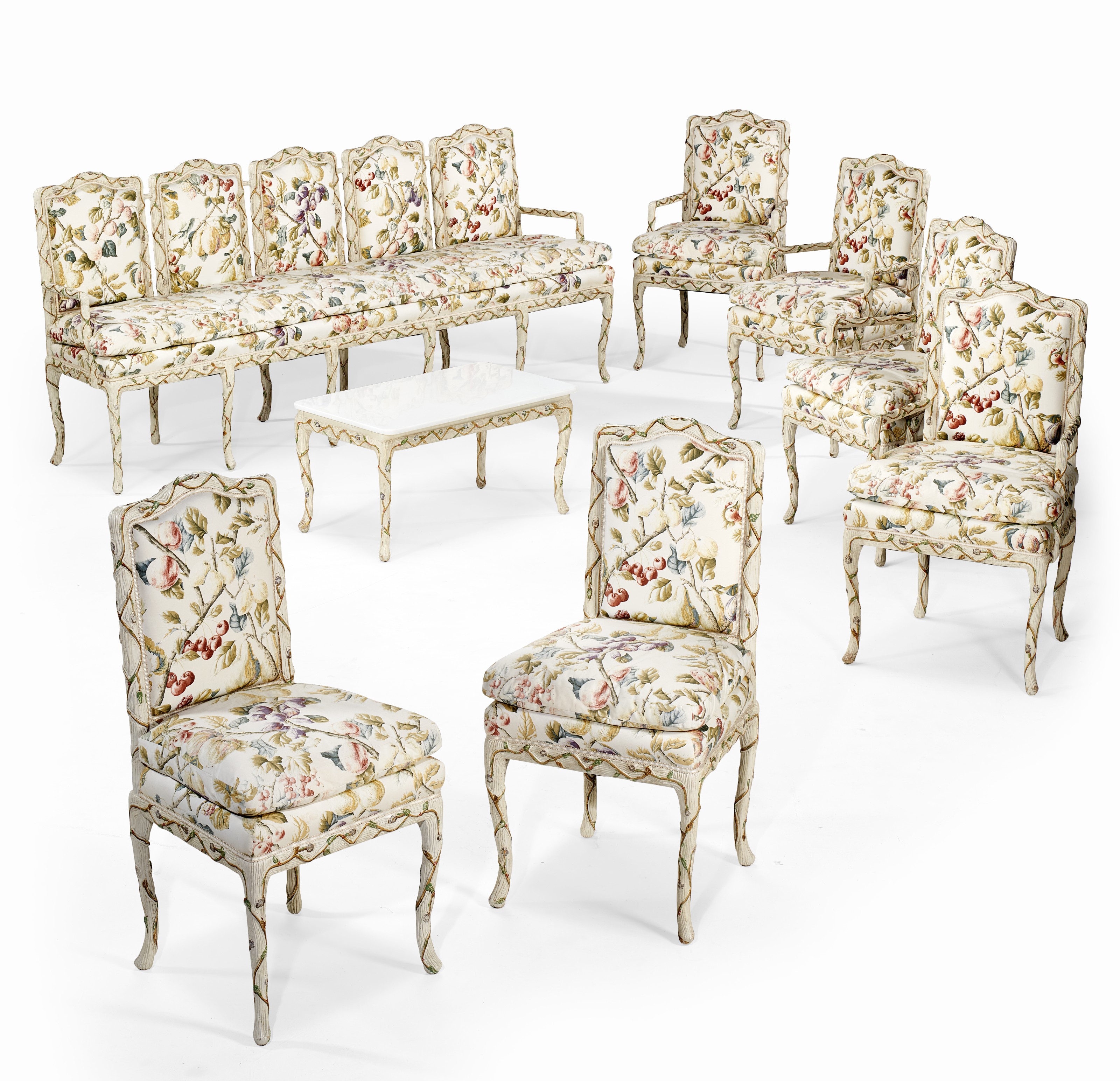 A CREAM AND POLYCHROME-PAINTED GARDEN ROOM SUITE, 20TH CENTURY | Christie’s