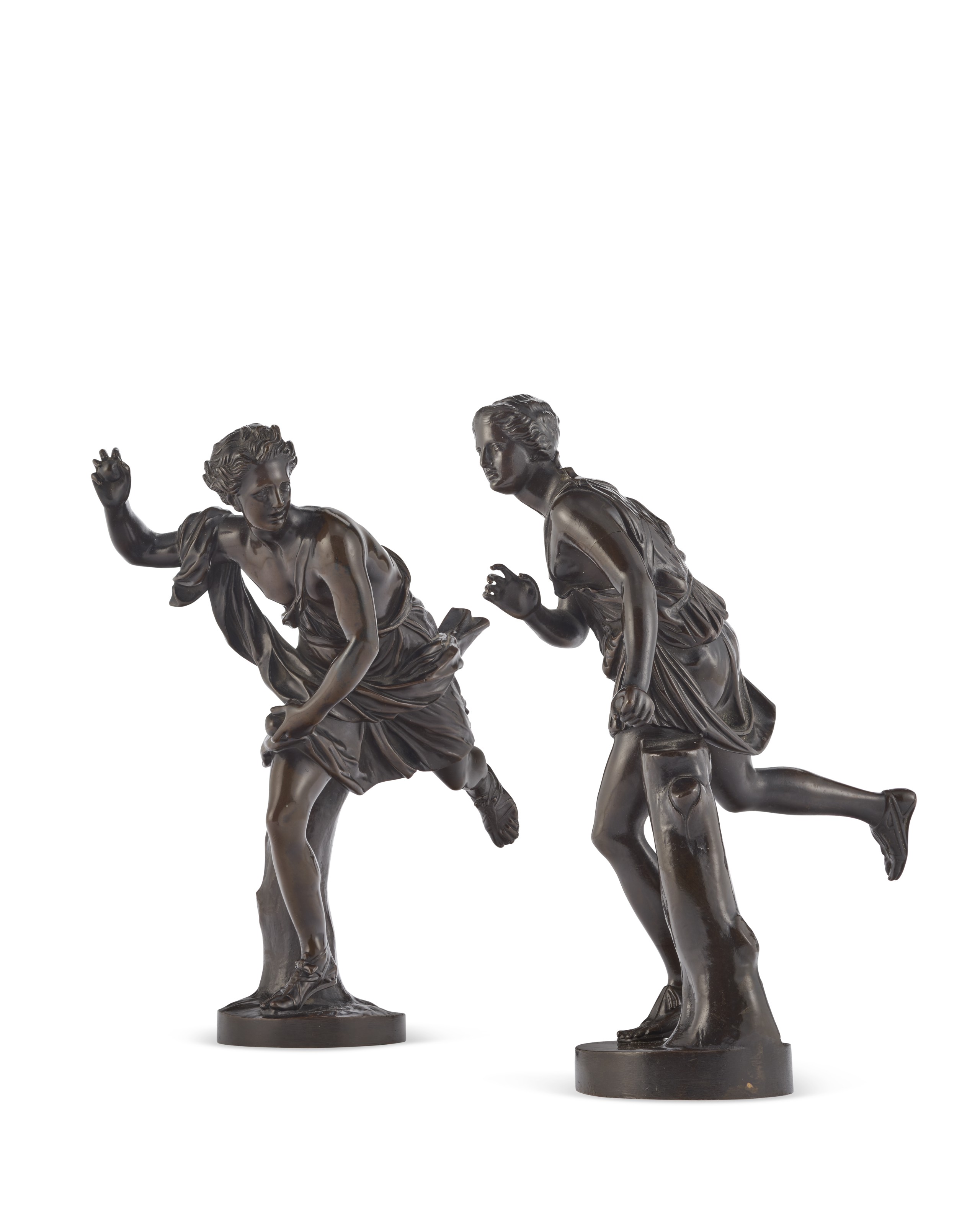 A PAIR OF BRONZE FIGURES OF ATALANTA AND HIPPOMENES, AFTER PIERRE ...