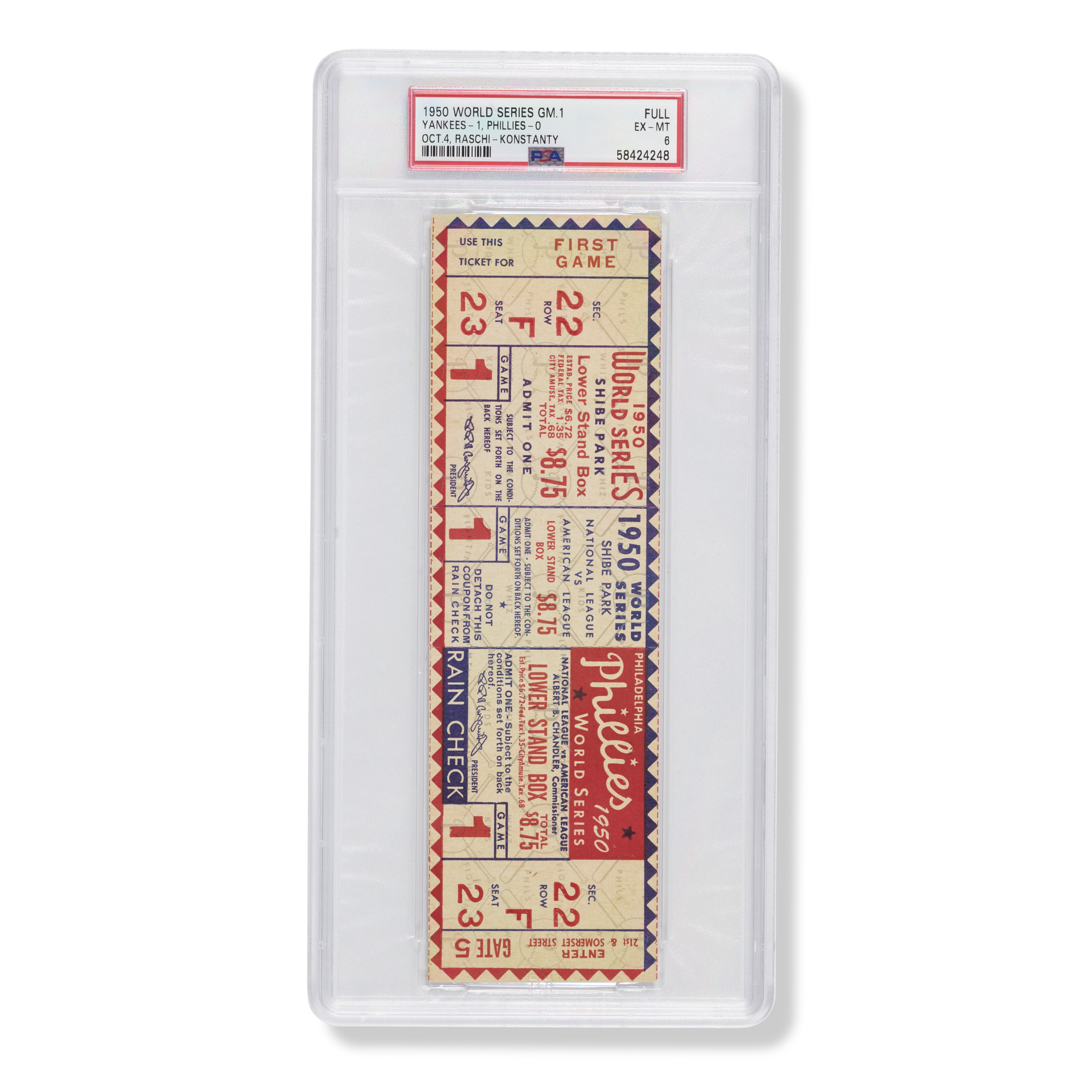 1950 World Series Game (1) full ticket (PSA EX-MT 6), | Christie’s