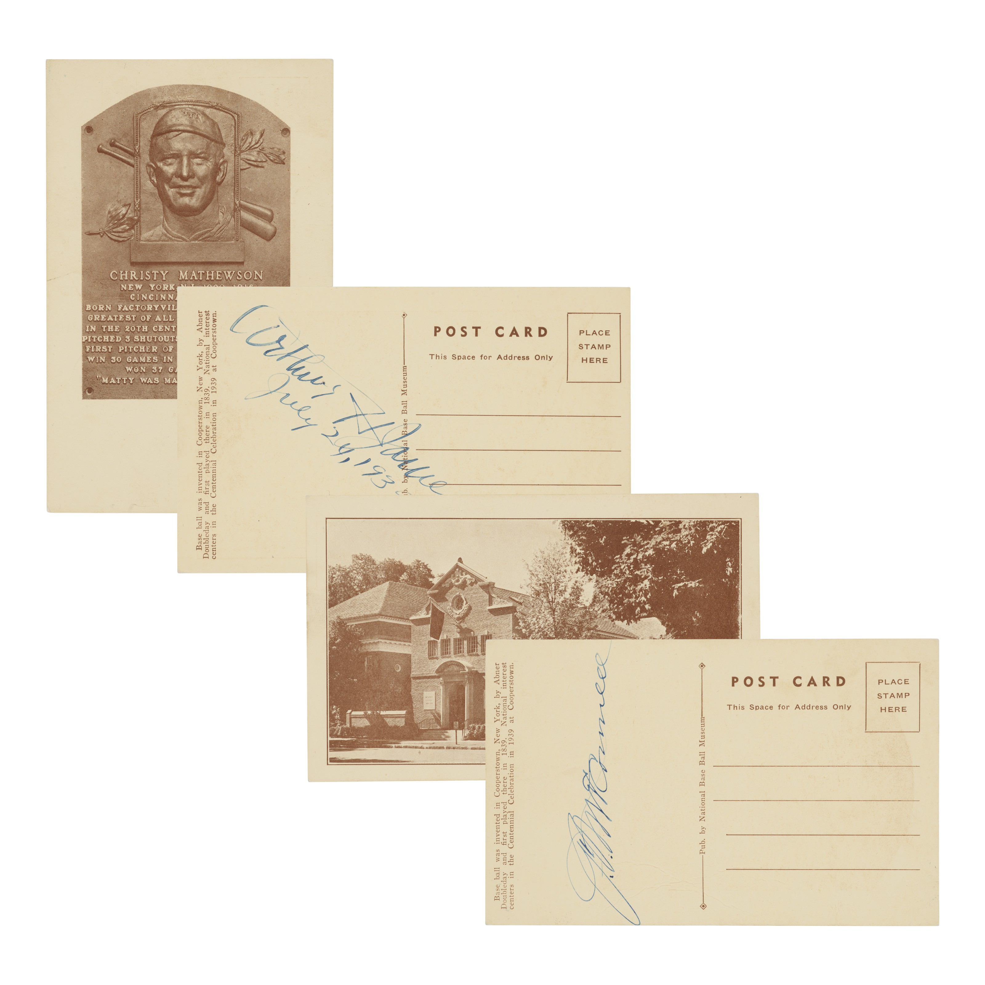 Group of (9) Autographed Sepia Tone Hall of Fame Plaque Postcards c ...