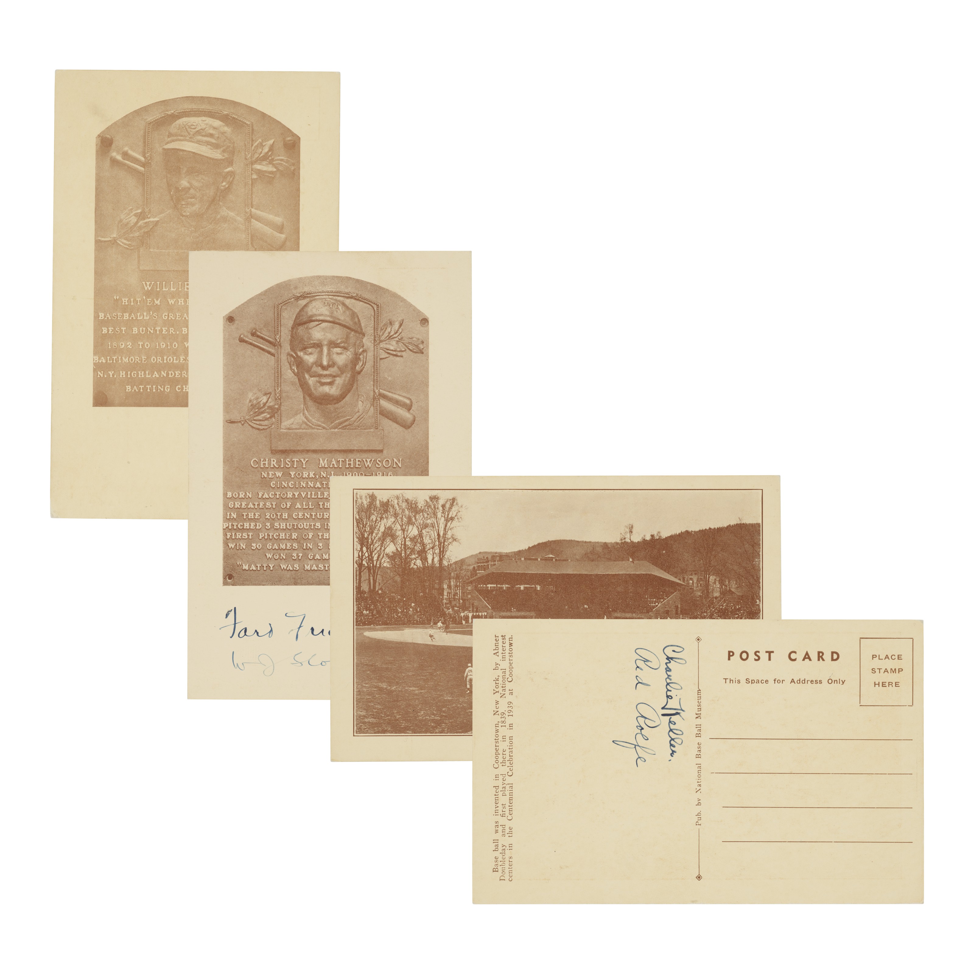 Group of (8) Autographed Sepia Tone Hall of Fame Plaque Postcards c ...