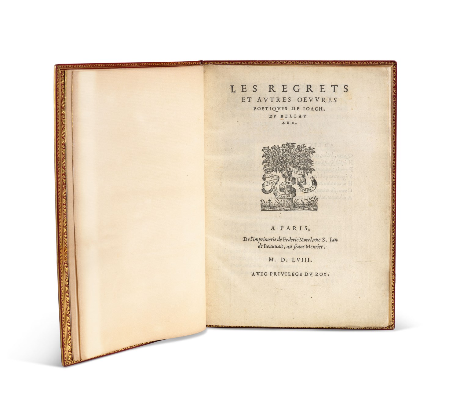 DU BELLAY, Joachim (1522-1560). Les Regrets et autres œuvres poétiques ...