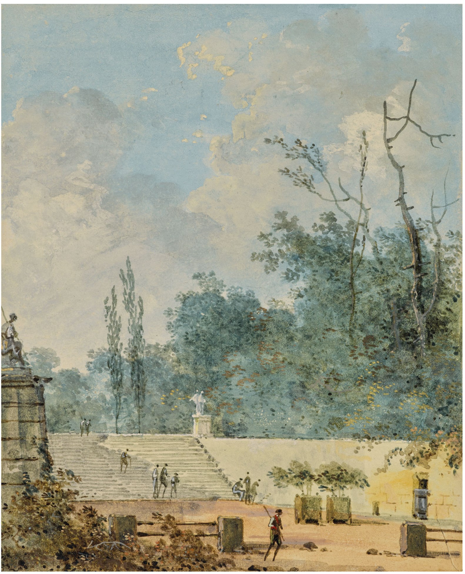 LOUIS-GABRIEL MOREAU, DIT MOREAU L’AÎNÉ (PARIS 1740-1806), Deux vues du ...
