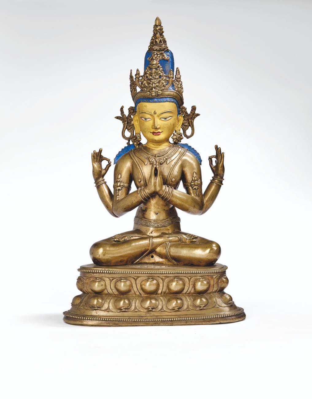 IMPORTANTE STATUE DE SHADAKSHARI LOKESHVARA EN BRONZE, TIBET, CIRCA ...