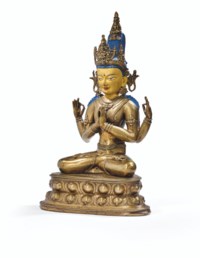 IMPORTANTE STATUE DE SHADAKSHARI LOKESHVARA EN BRONZE, TIBET, CIRCA ...