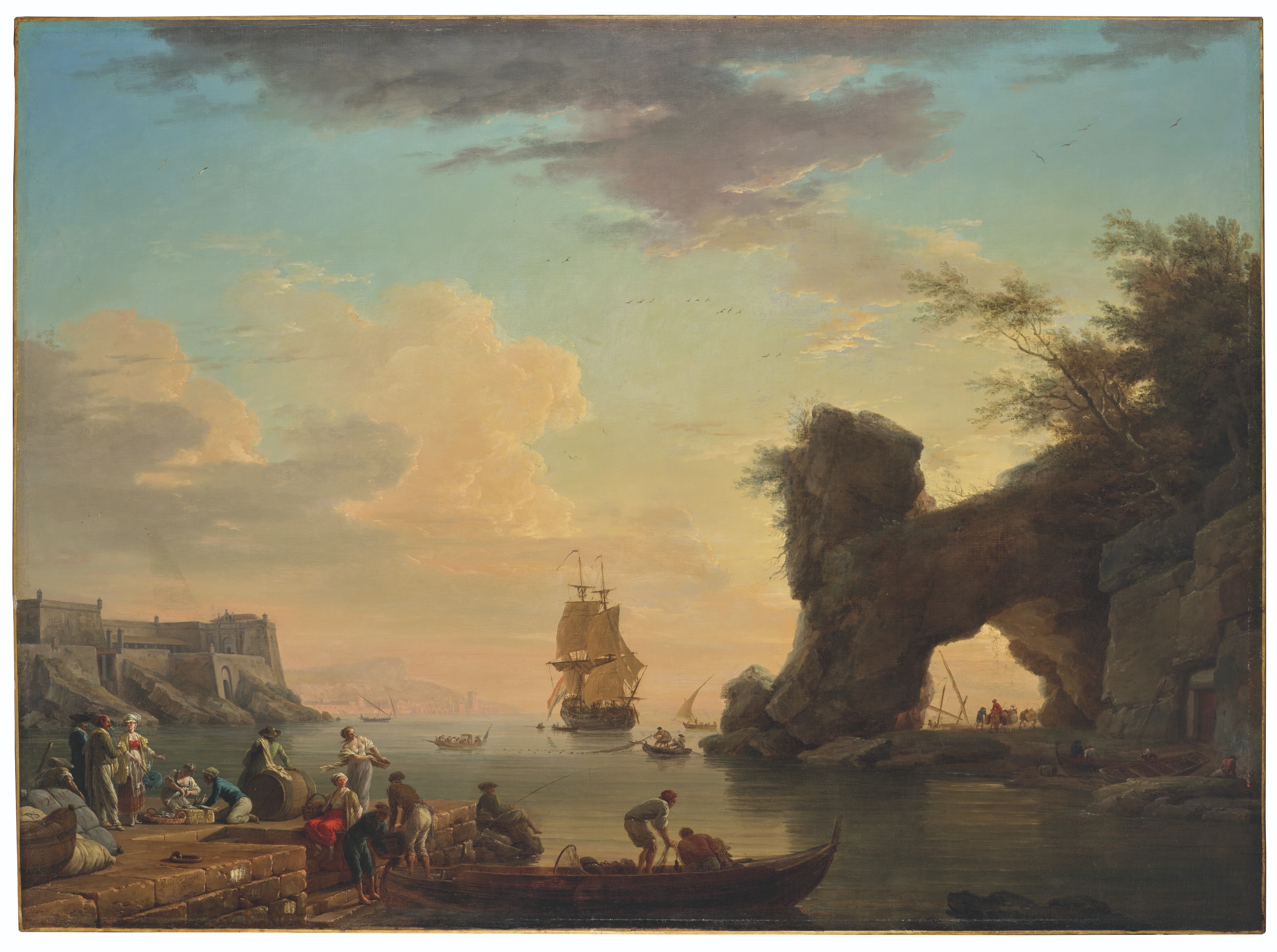 Joseph VERNET Avignon, 1714 - Paris, 1789 Etude de vaisseau près d'un ...