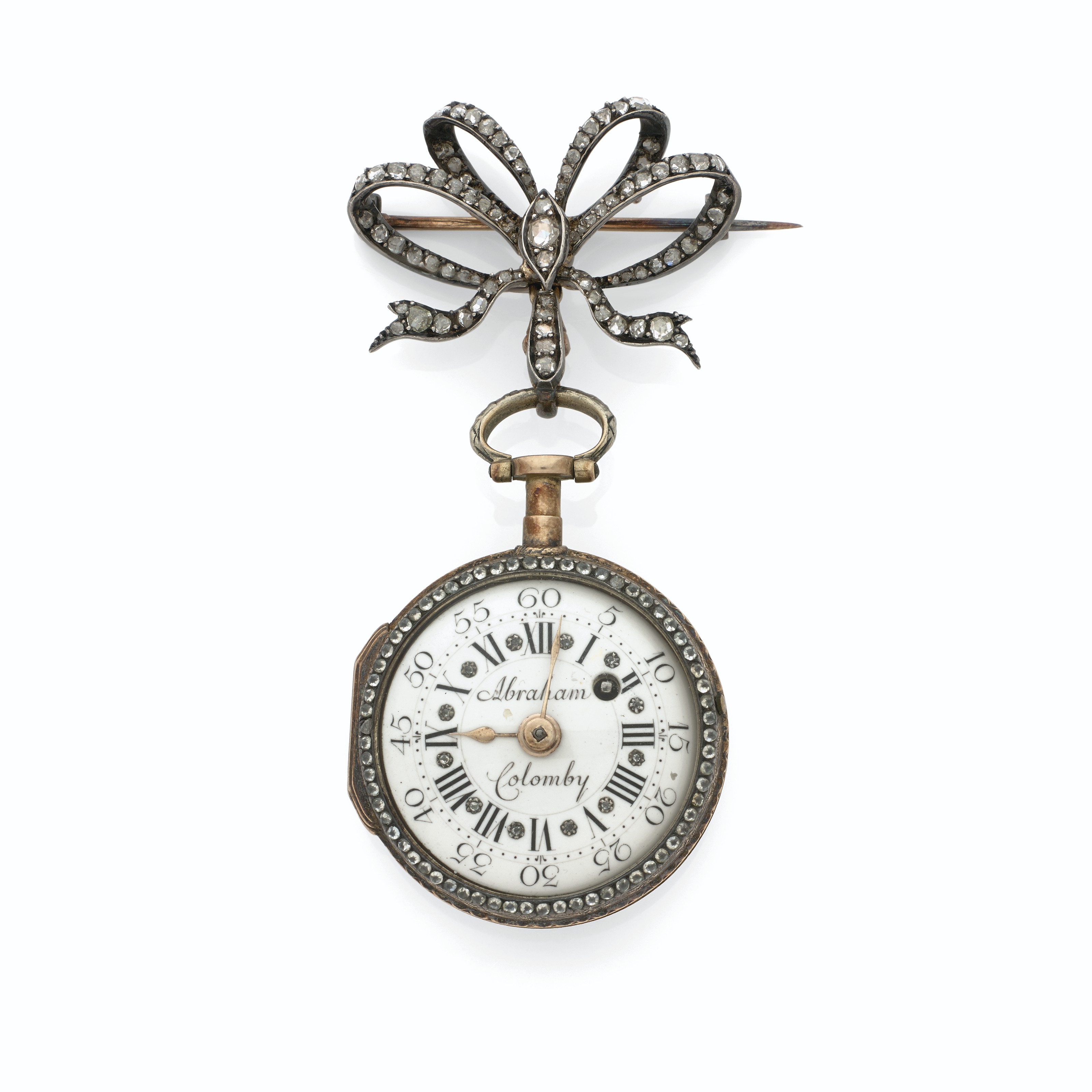 NO RESERVE - ABRAHAM COLOMBY, FIN XVIIIÈME MONTRE DE REVERS AVEC BROCHE ...