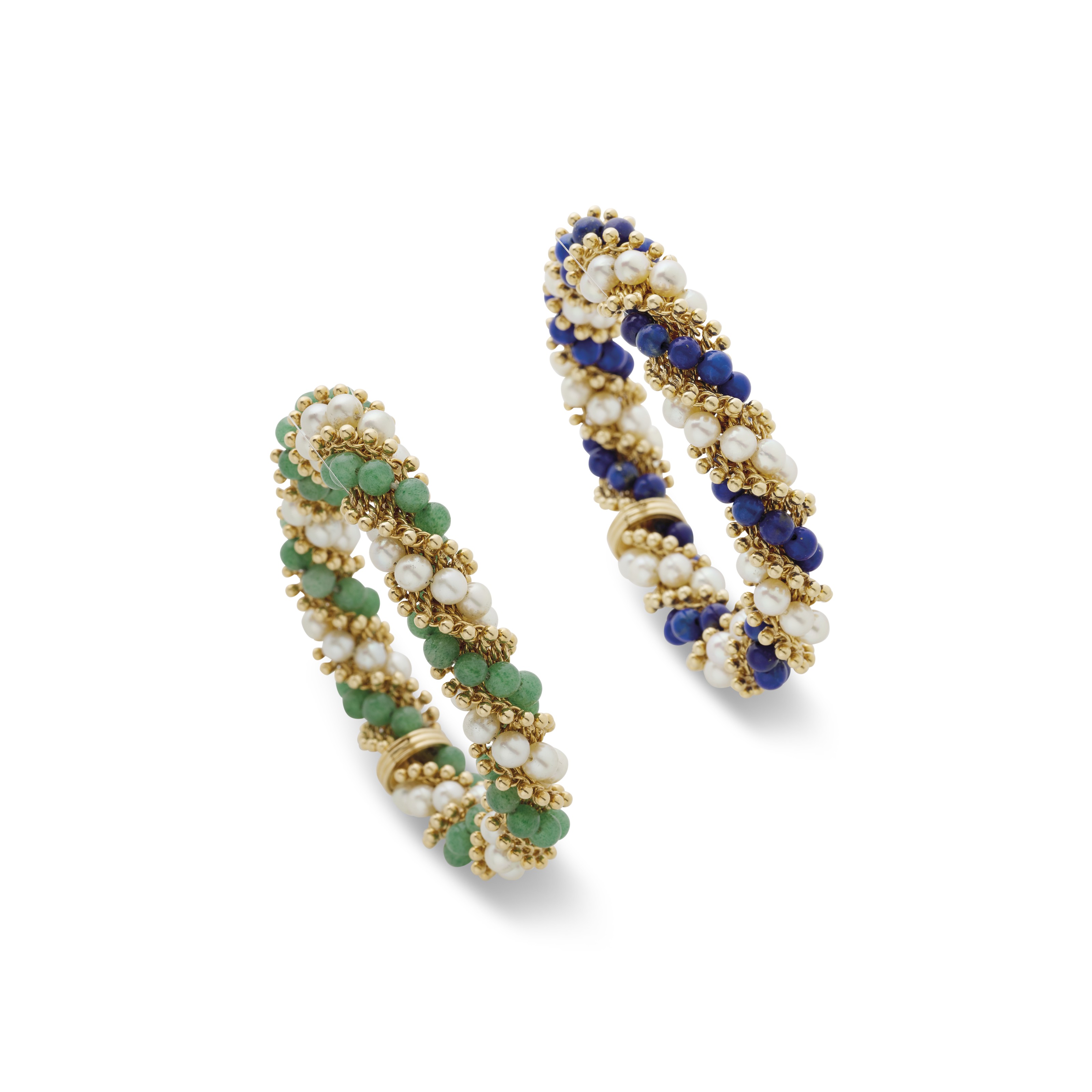 VAN CLEEF & ARPELS ENSEMBLE DE BRACELETS 'TWIST' LAPIS-LAZULI, QUARTZ ...