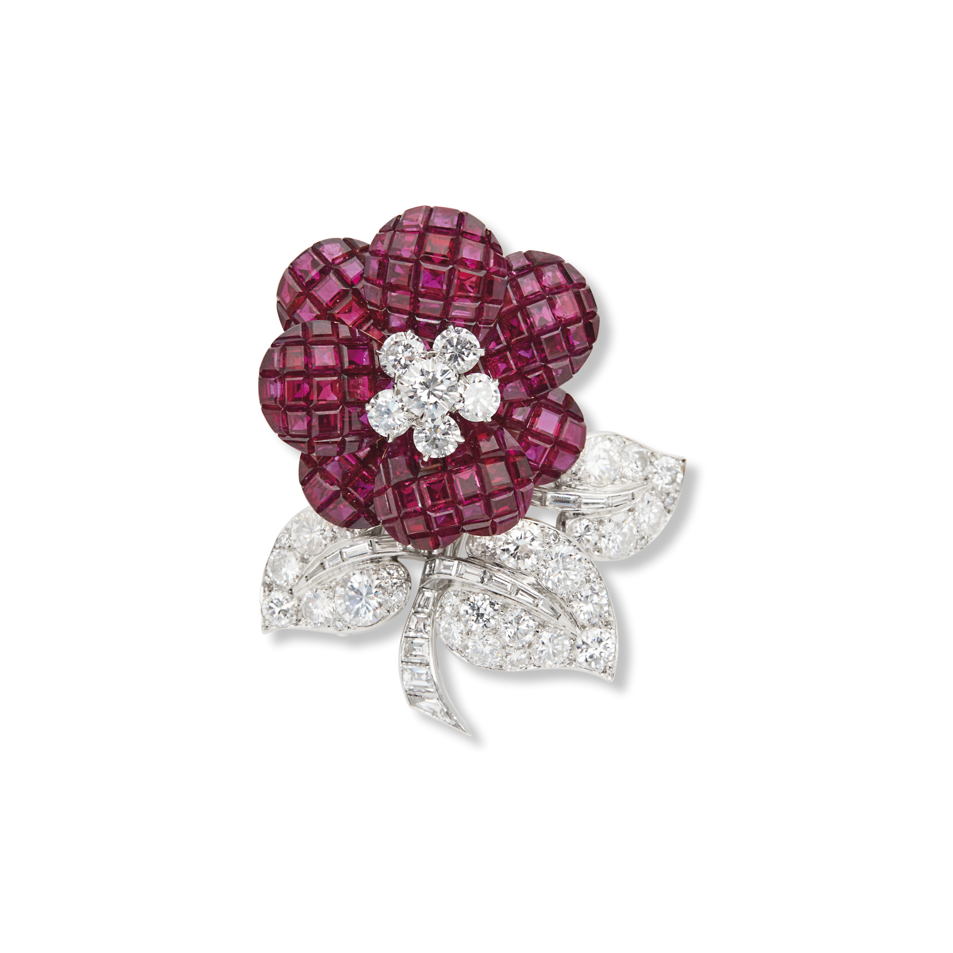 VAN CLEEF & ARPELS BROCHE EN SERTI MYSTÉRIEUX 'PAVOT' RUBIS ET DIAMANTS ...
