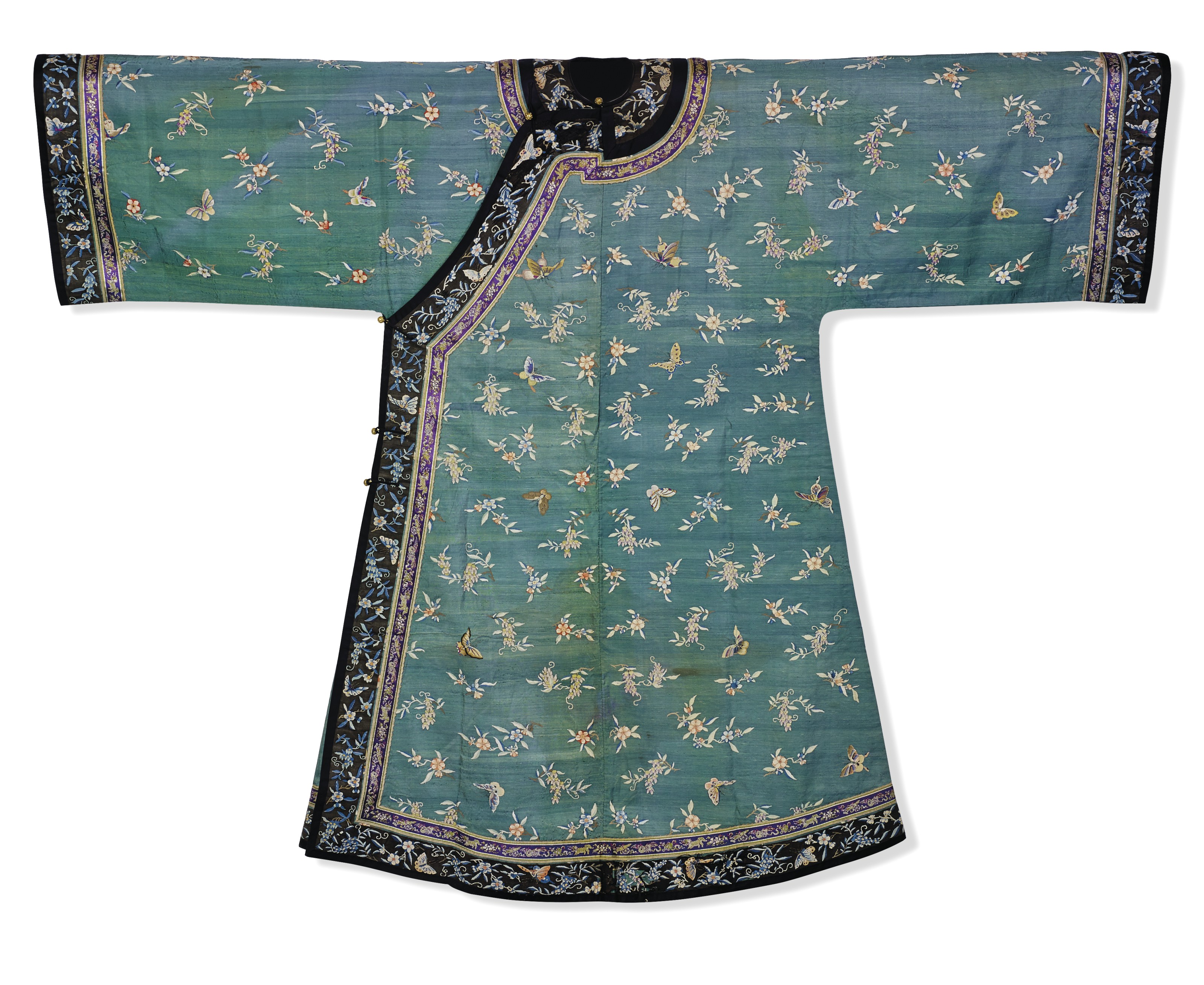 ROBE INFORMELLE EN KESI A FOND TURQUOISE DANS LE STYLE DE L'IMPERATRICE ...