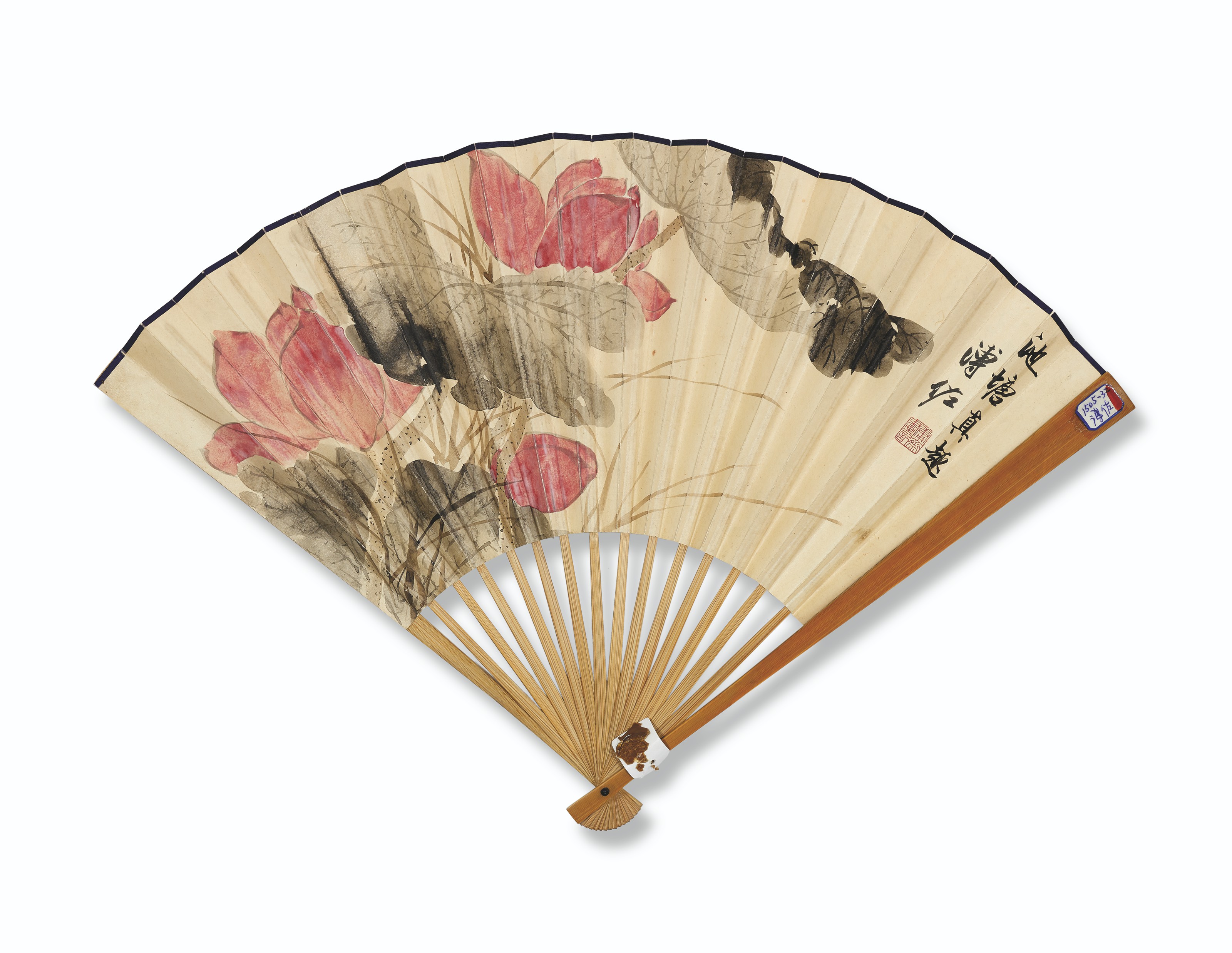 PU ZUO (1918-2001) AND PU JIN (1893-1966), LOTUS AND CALLIGRAPHY, COLOR ...