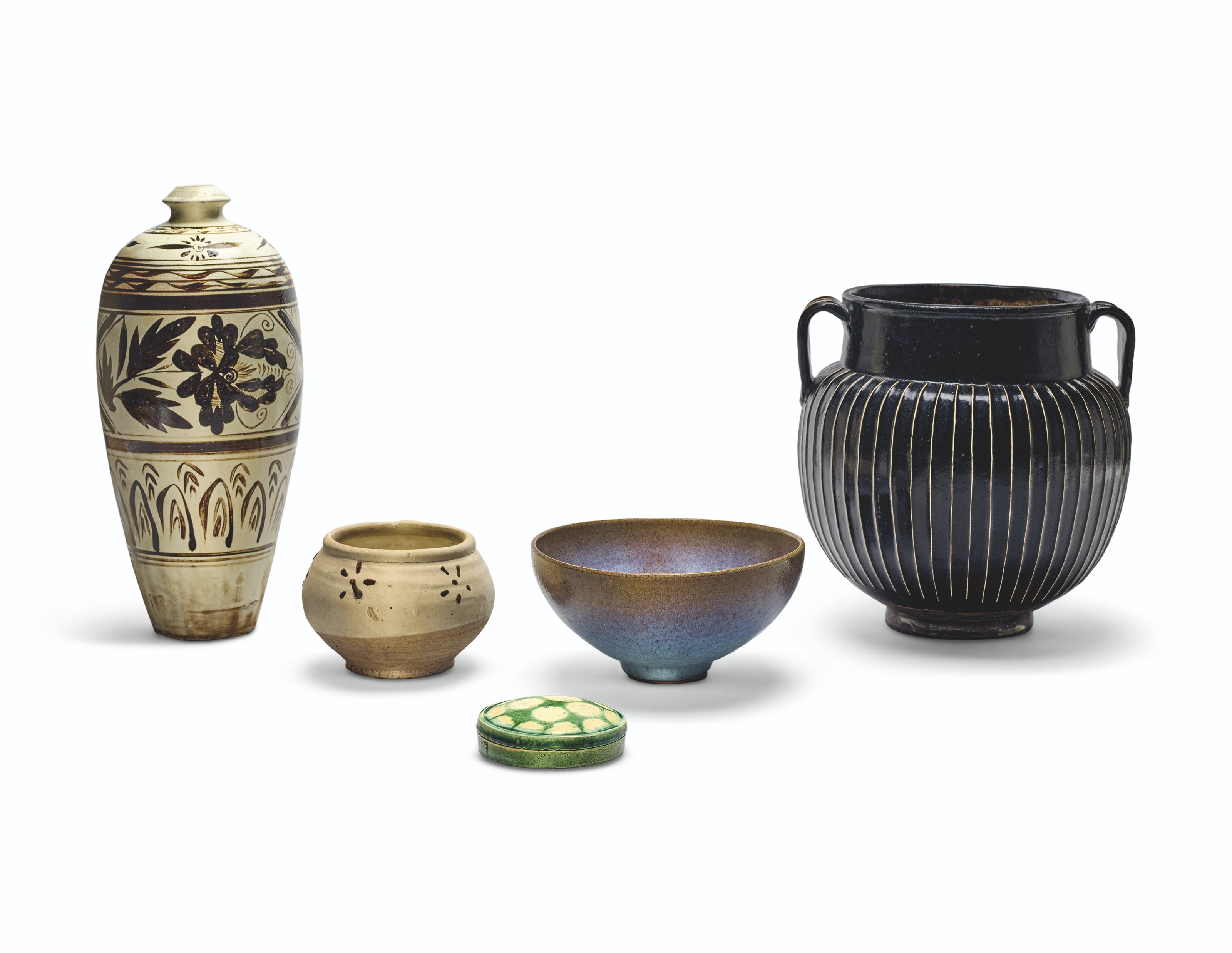 A SLIP-DECORATED CIZHOU-TYPE JAR AND A COLLECTION OF SONG-TANG STYLE ...