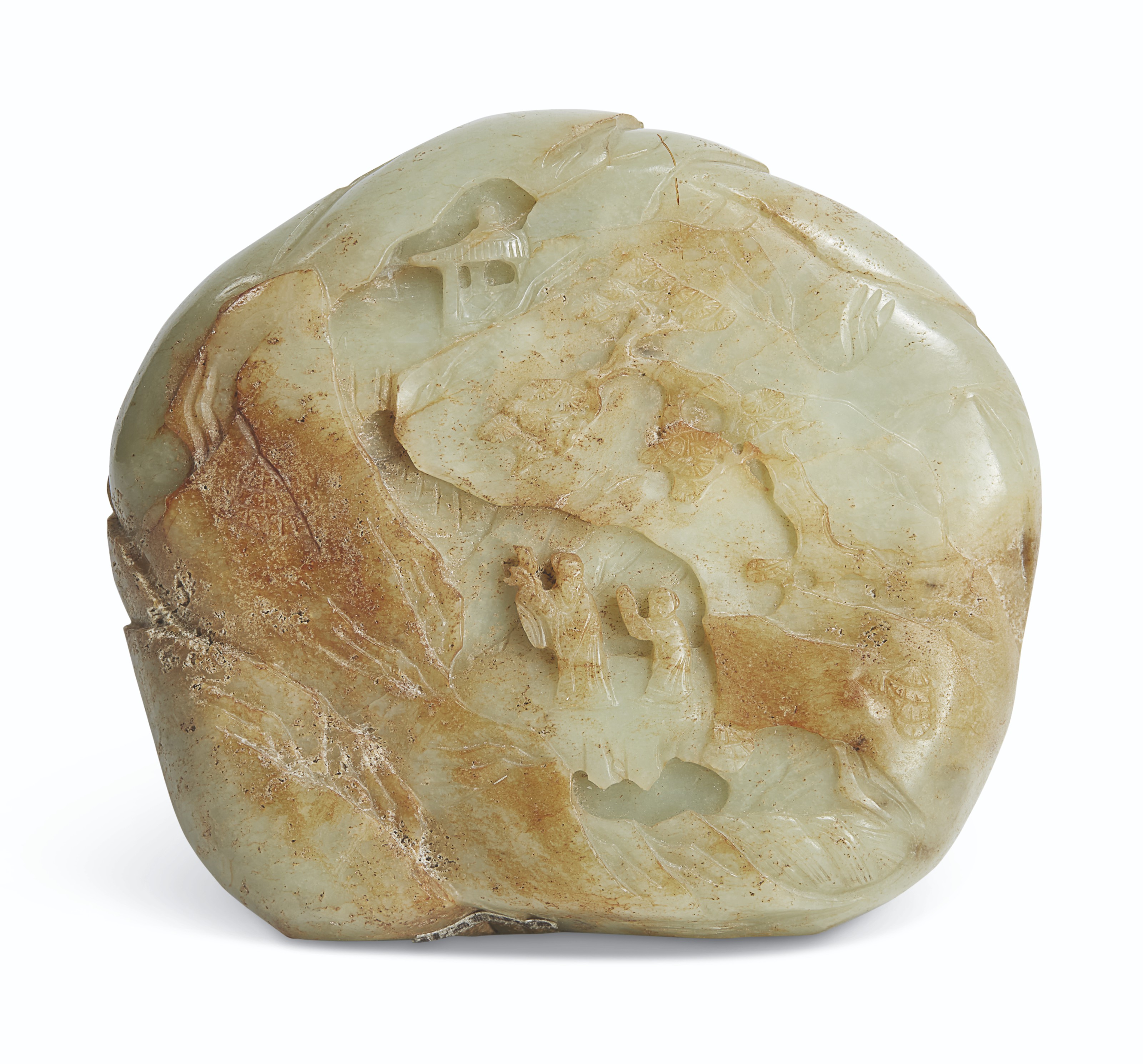 A CELADON AND RUSSET JADE BOULDER, CHINA, QING DYNASTY (1644-1911 ...