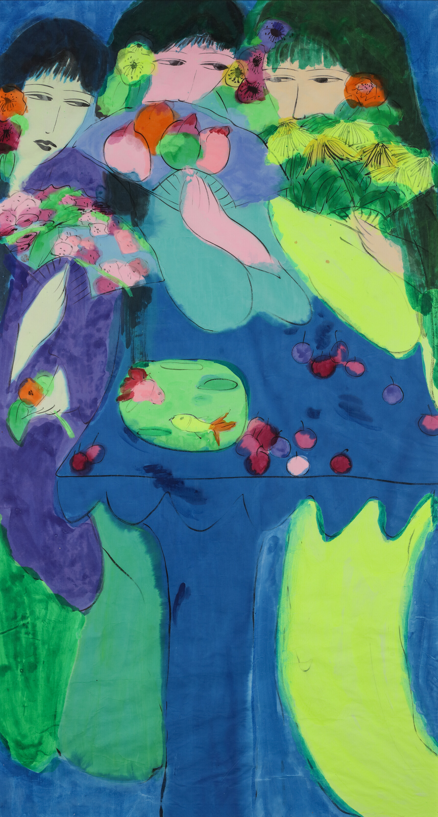 Walasse Ting (1928-2010), Three Ladies with Fans | Christie’s