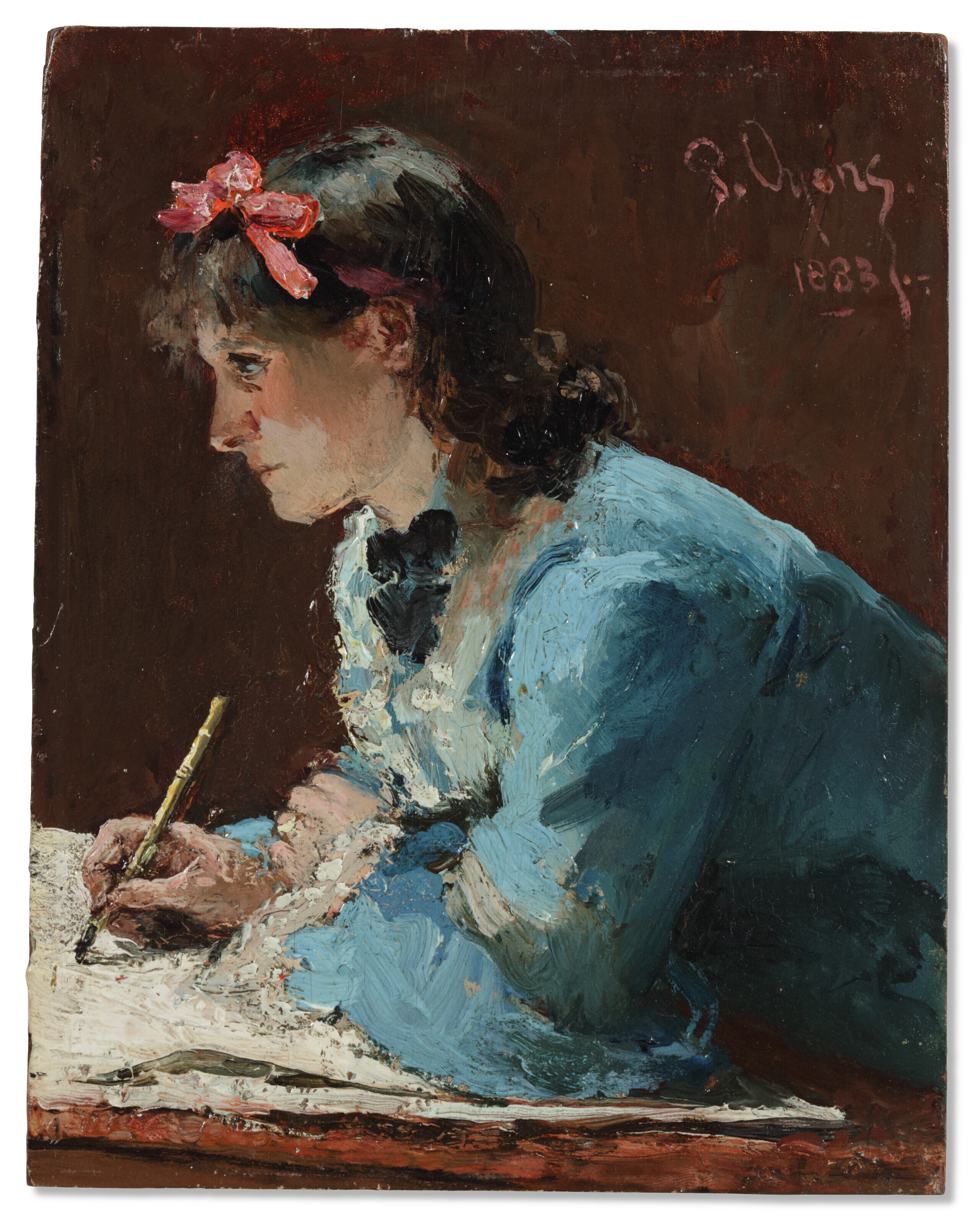 PIETER OYENS (1842-1894), Young lady drawing | Christie’s