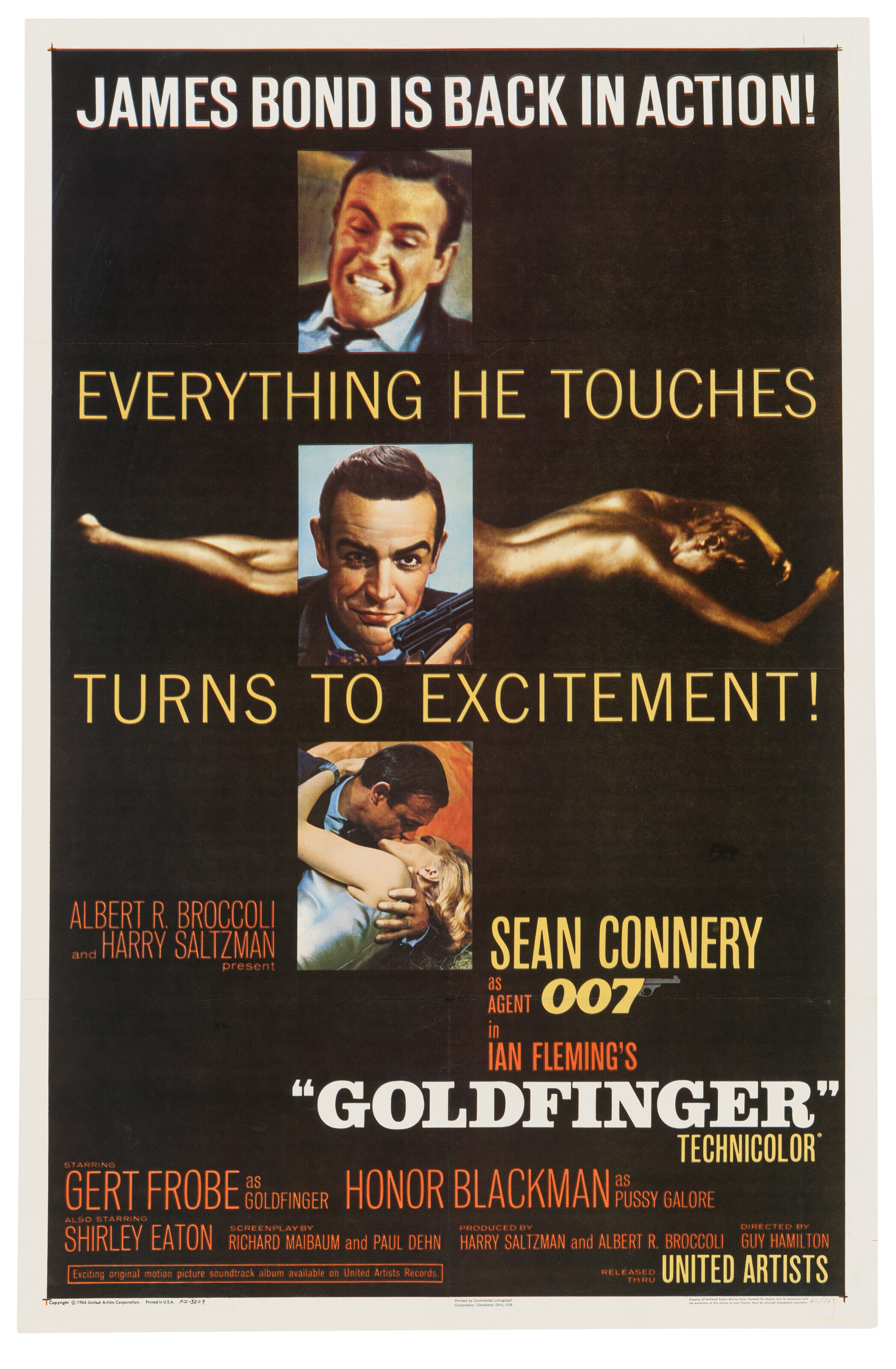 GOLDFINGER (1964), GOLDFINGER FILM POSTER, ‌ARTWORK BY DAVID CHASMAN ...