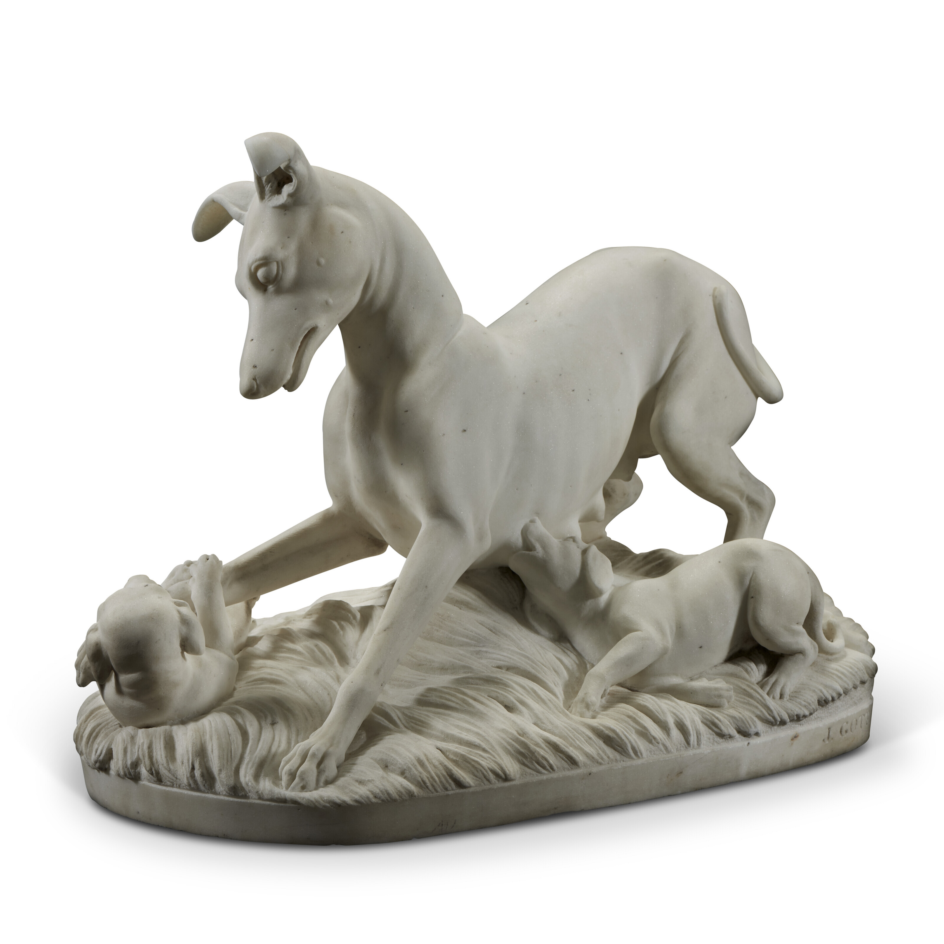 JOSEPH GOTT (LEEDS 1786-1860 ROME), A Greyhound and her two pups ...