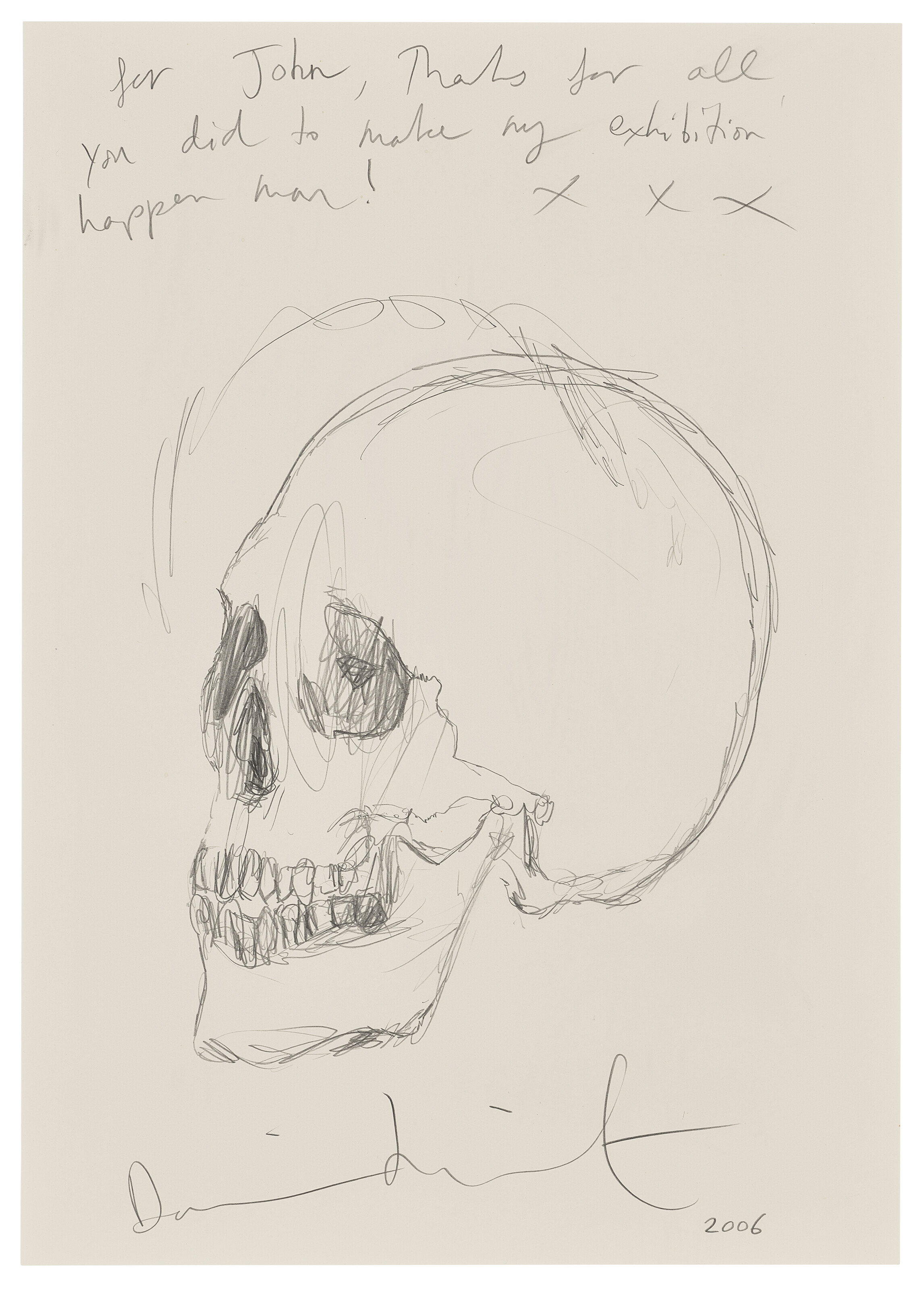 DAMIEN HIRST (B. 1965), Untitled Skull Drawing (for John) | Christie’s