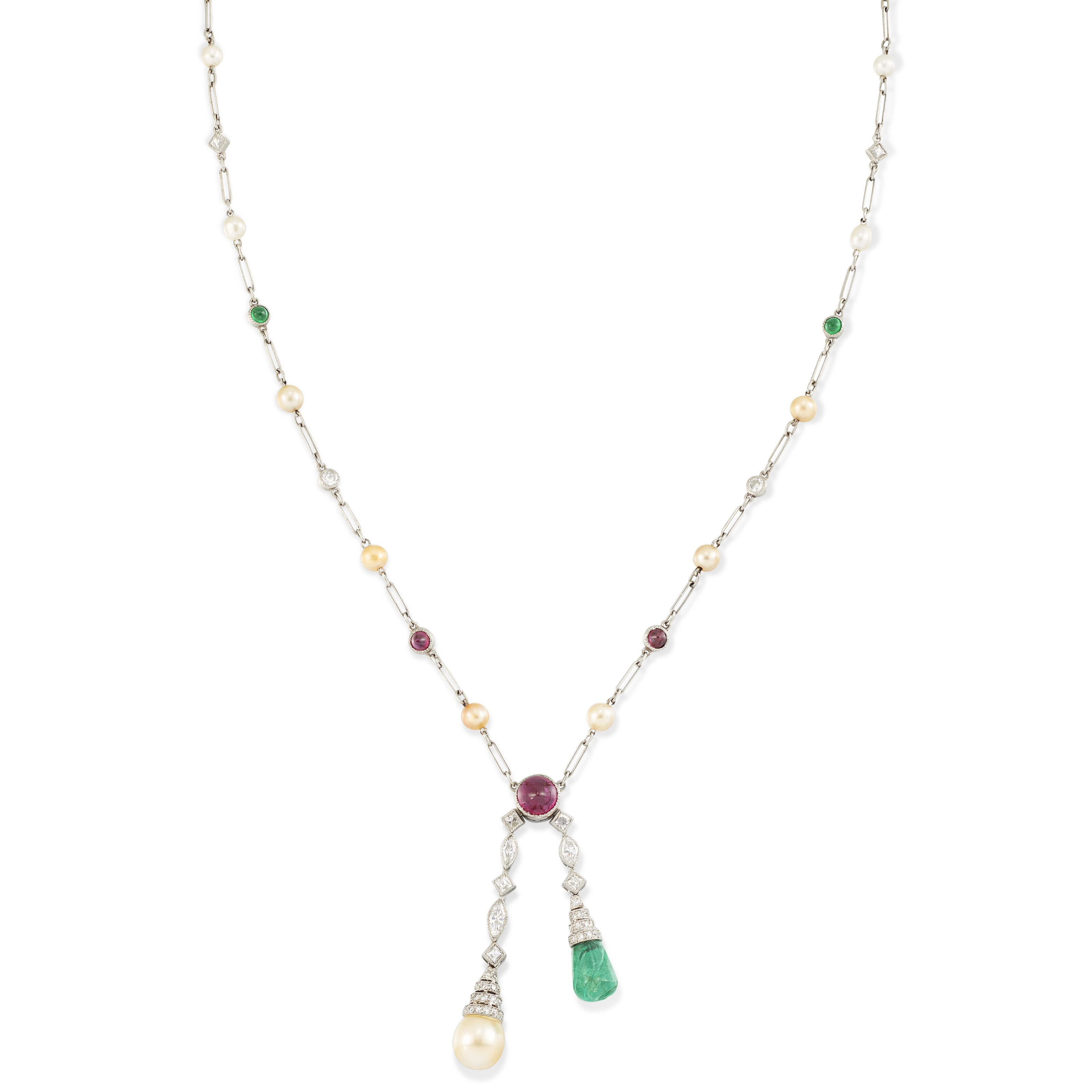 TIFFANY & CO. EARLY 20TH CENTURY GEM SET AND DIAMOND NEGLIGÉE NECKLACE ...