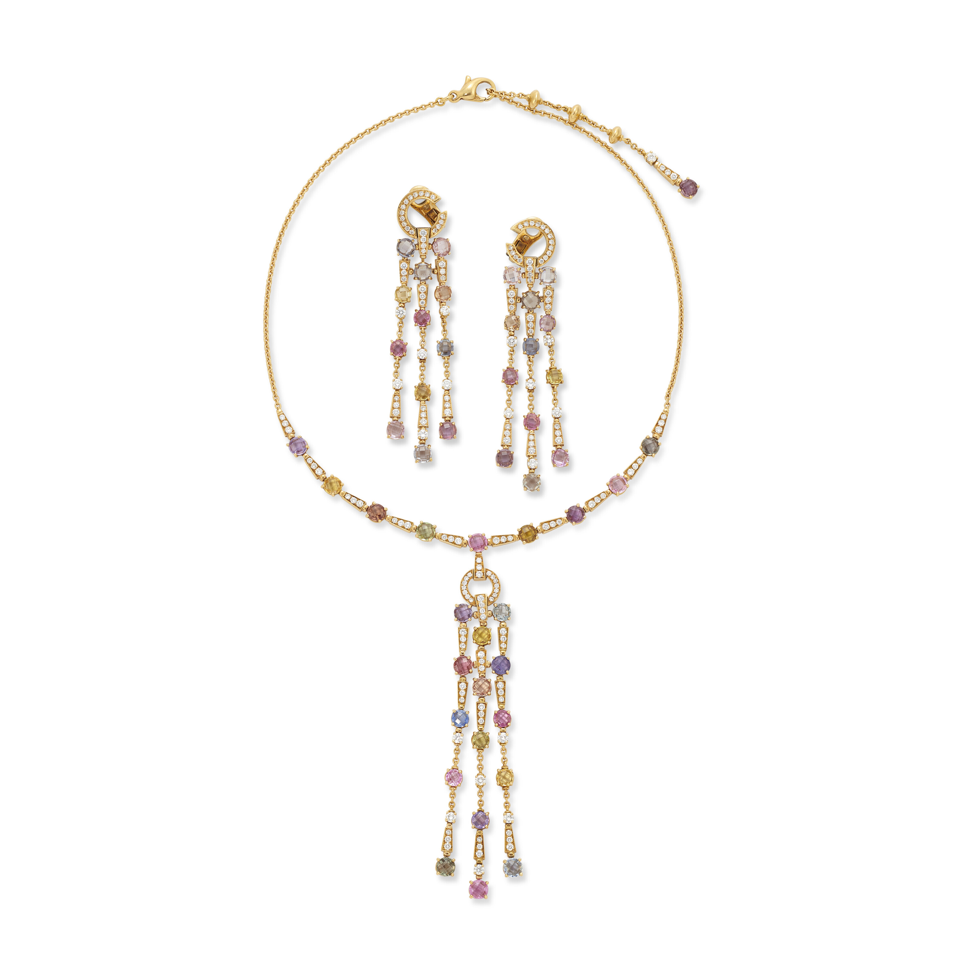 BULGARI GEM SET AND DIAMOND 'ALLEGRA' NECKLACE AND EARRING SET ...