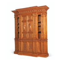 AN ITALIAN RENAISSANCE-REVIVAL FRUITWOOD AND WALNUT LARGE BOOKCASE ...