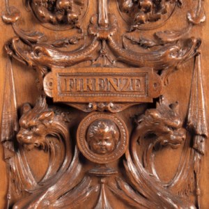 AN ITALIAN RENAISSANCE-REVIVAL FRUITWOOD AND WALNUT LARGE BOOKCASE ...