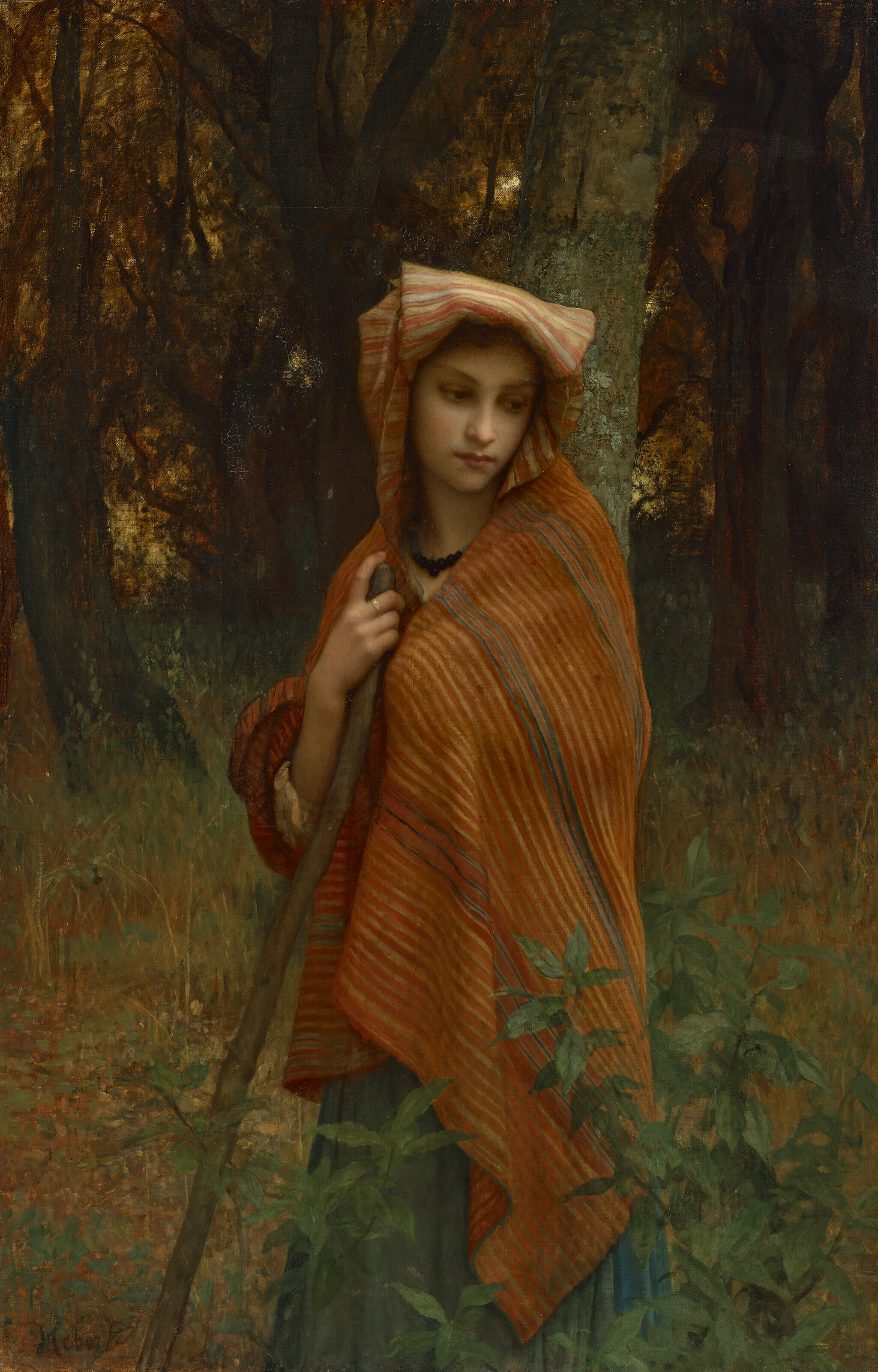 ANTOINE AUGUSTE ERNEST HÉBERT (FRENCH, 1817-1908), Girl in a wooded ...