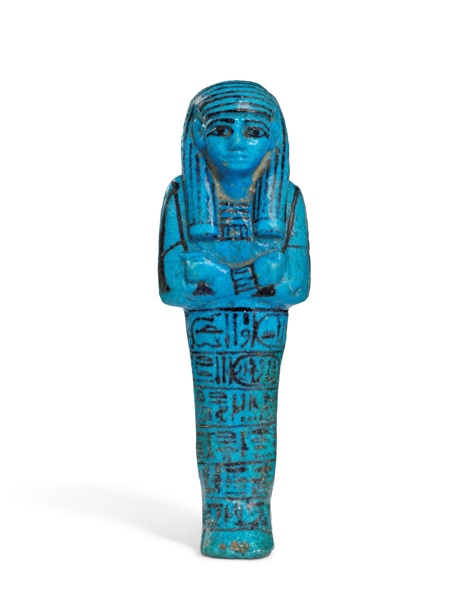 AN EGYPTIAN BRIGHT BLUE FAIENCE SHABTI FOR SETY I, NEW KINGDOM, 19TH ...