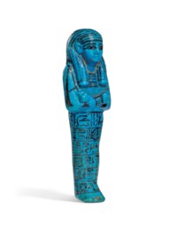 AN EGYPTIAN BRIGHT BLUE FAIENCE SHABTI FOR SETY I, NEW KINGDOM, 19TH ...