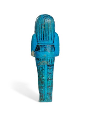 AN EGYPTIAN BRIGHT BLUE FAIENCE SHABTI FOR SETY I, NEW KINGDOM, 19TH ...
