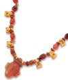 AN EGYPTIAN CARNELIAN AND GOLD BEAD NECKLACE WITH A CARNELIAN 'IB ...
