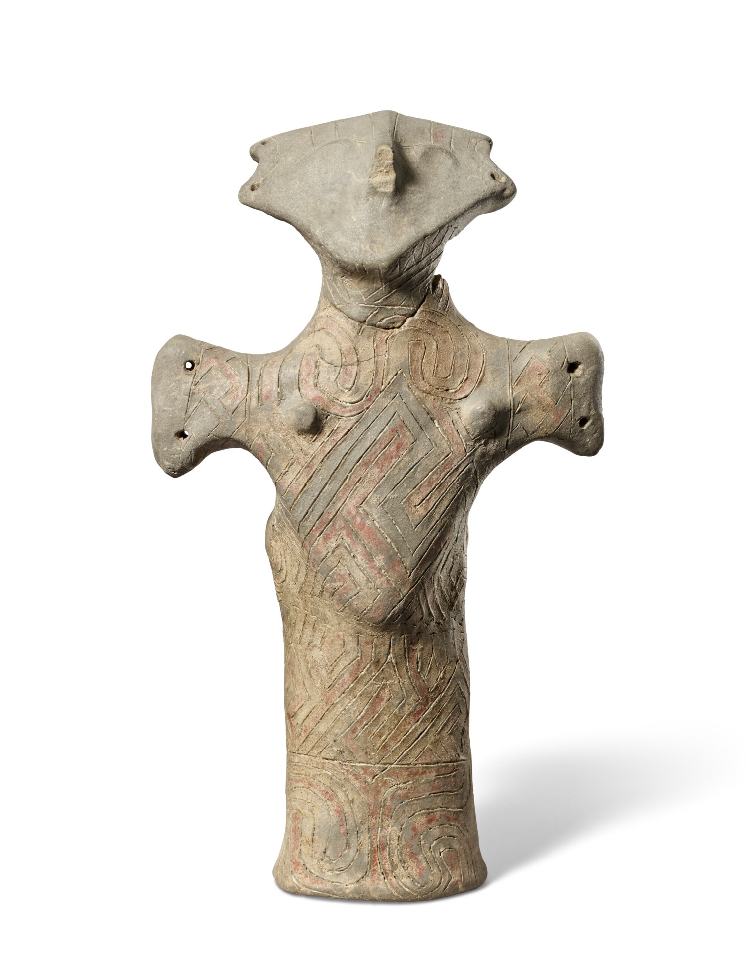 A VINCA TERRACOTTA STANDING FEMALE FIGURE, NEOLITHIC PERIOD, CIRCA 5TH ...