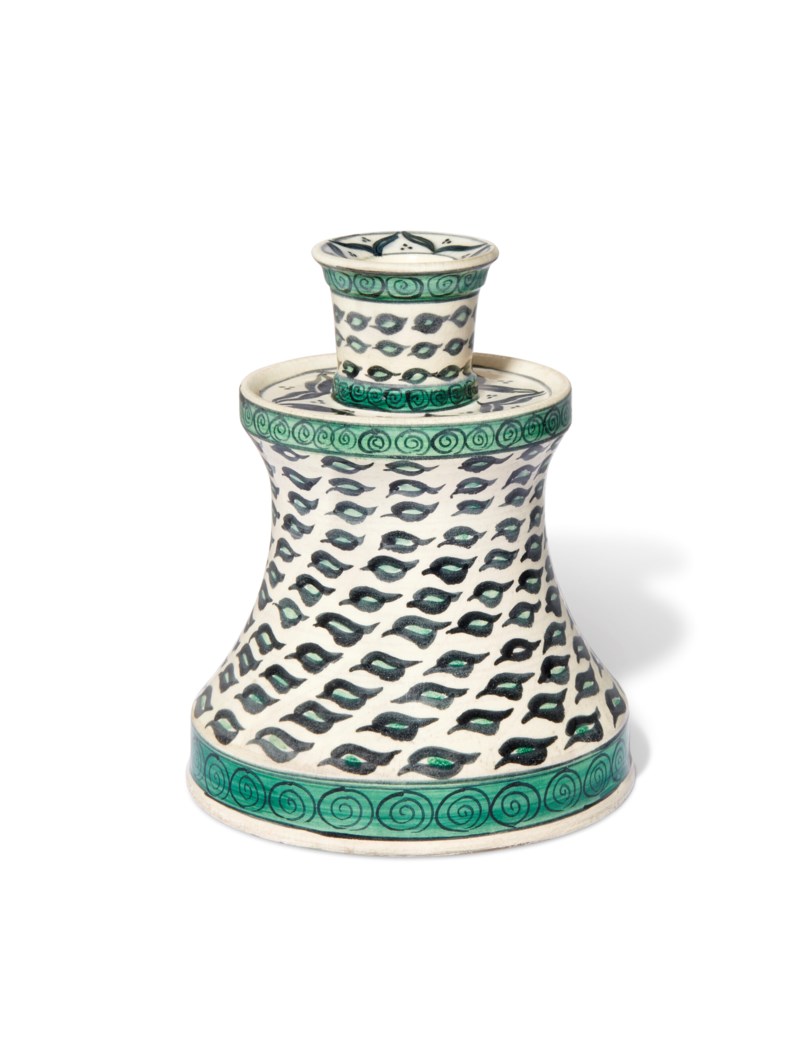 A IZNIK-STYLE POTTERY CANDLESTICK, SIGNED SAMSON, FRANCE, CIRCA 1880 ...
