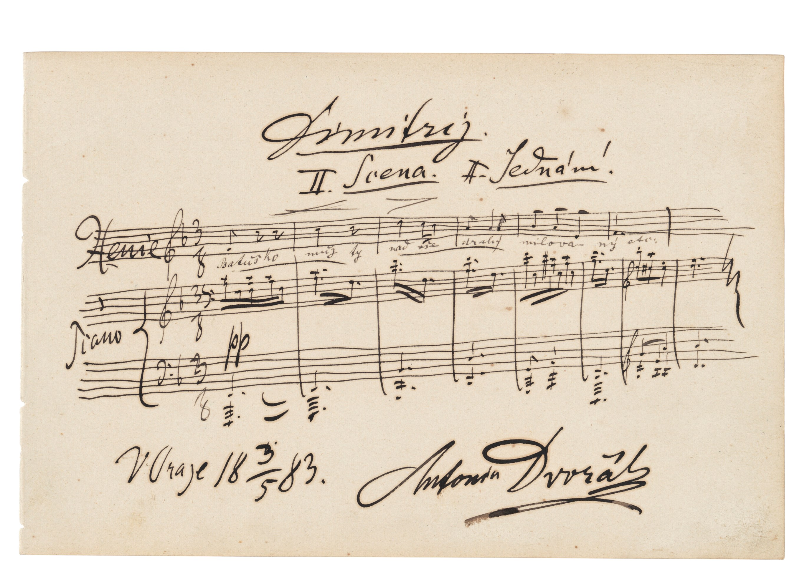 DVORAK, Antonín (1841-1904), Autograph musical quotation signed ...