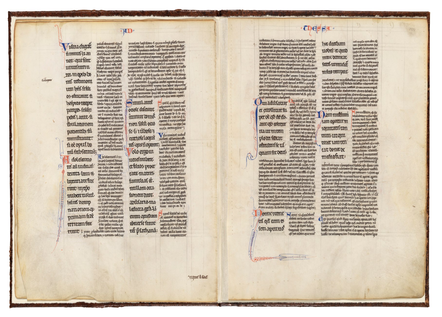 Peter Lombard (1096-1160), Five leaves from The Great Gloss on the ...