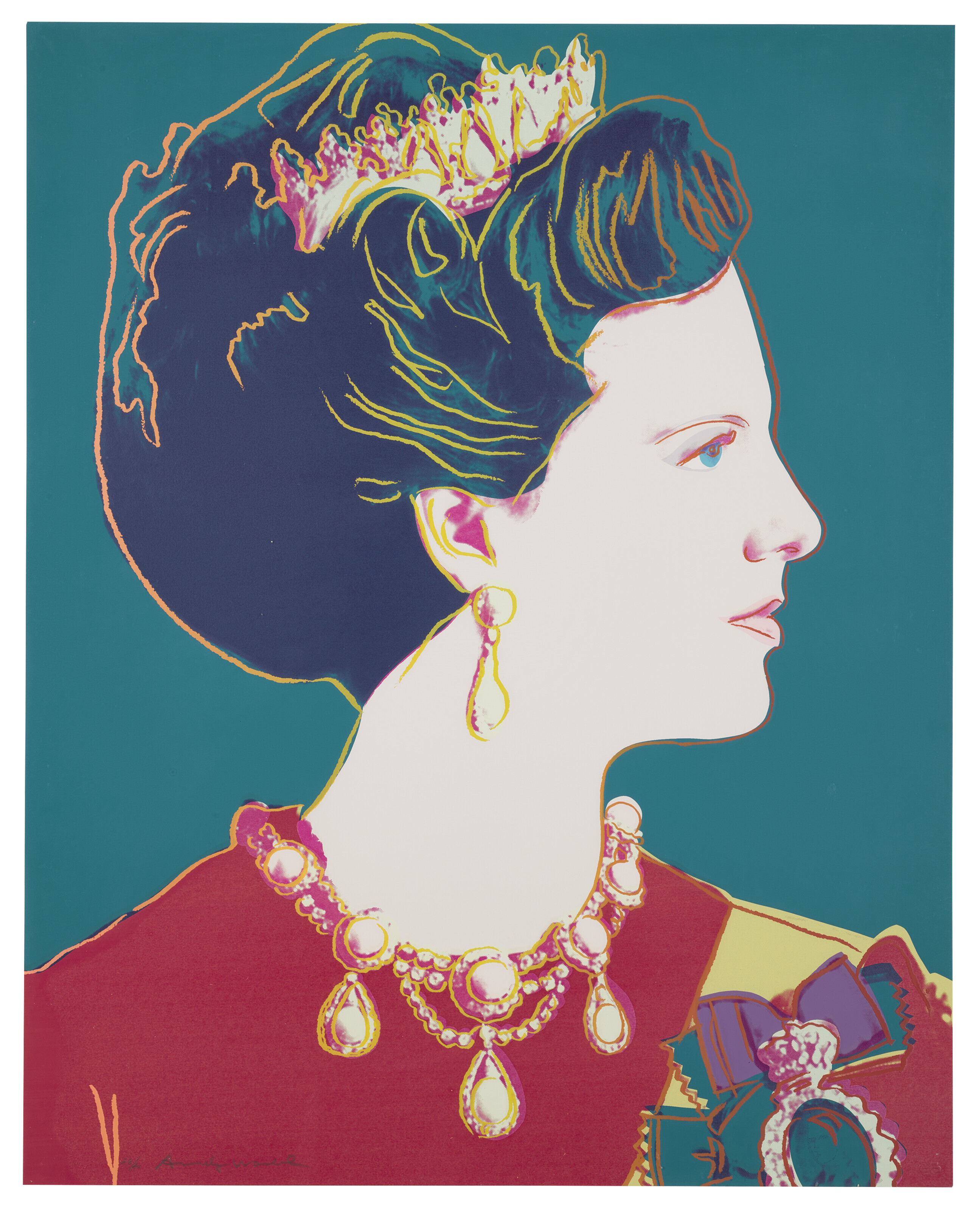 ANDY WARHOL (1928-1987), Queen Margrethe II of Denmark, from: Reigning ...
