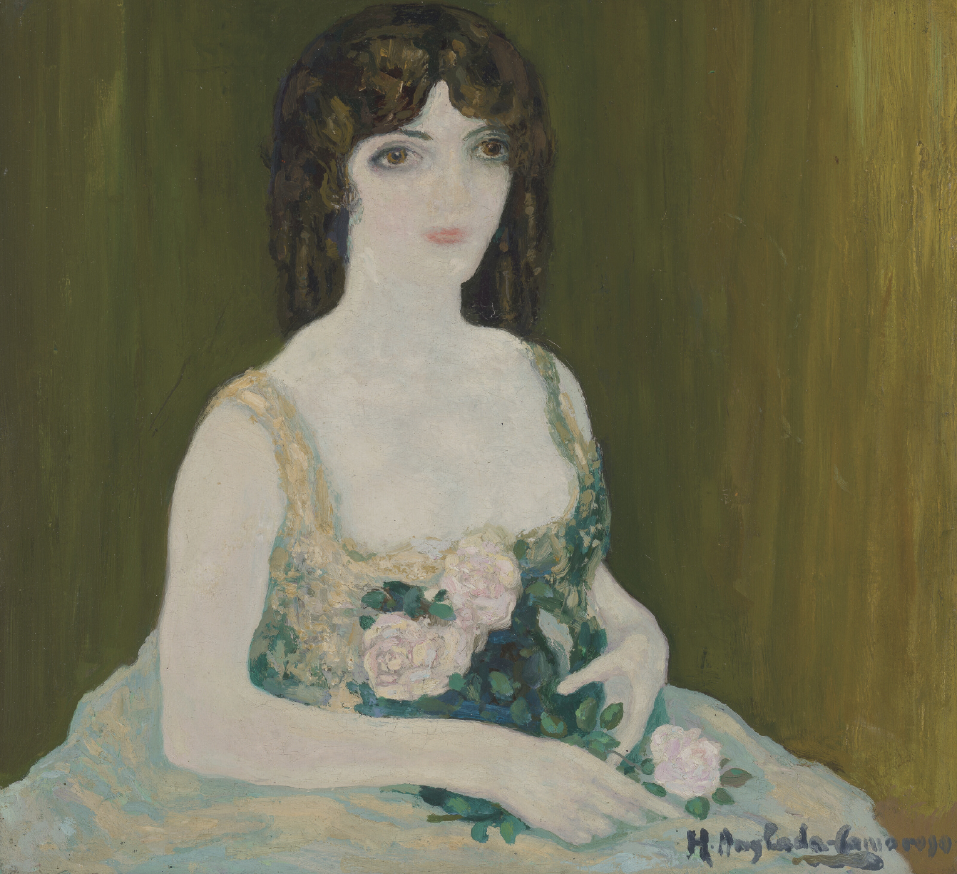 HERMENEGILDO ANGLADA CAMARASA (SPANISH, 1871-1959), Sola en el palco ...