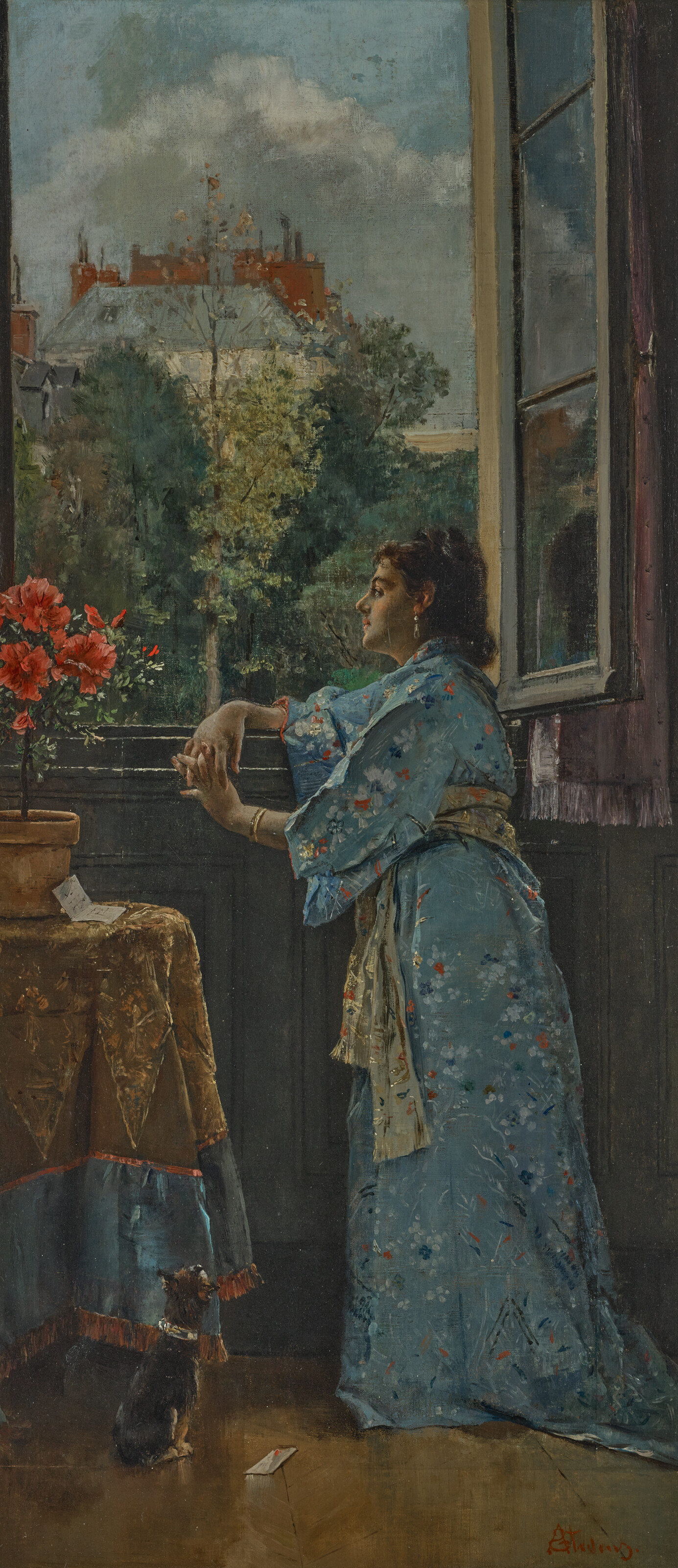 ALFRED STEVENS (BELGIAN, 1823-1906), Une femme à fenêtre (The Blue ...