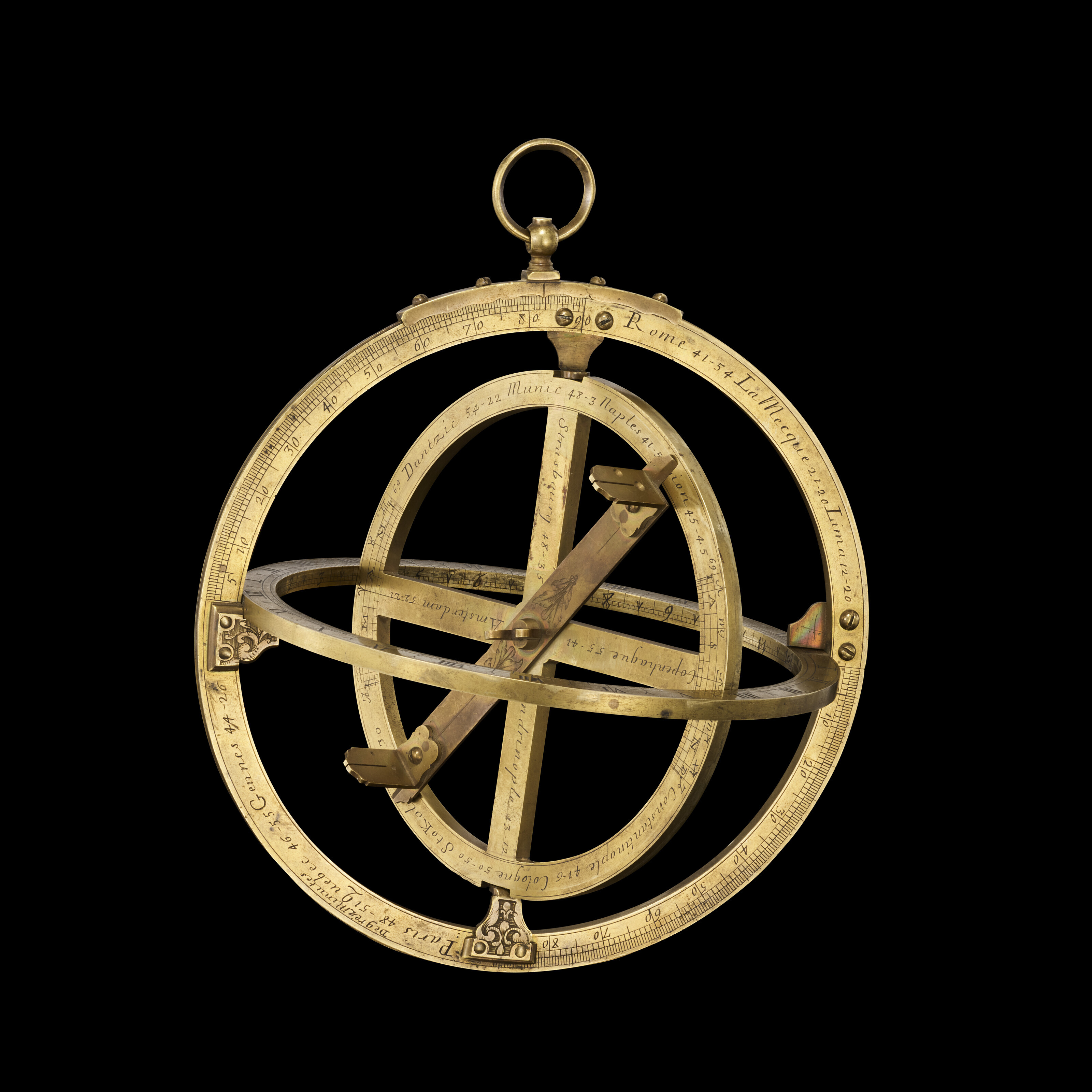 A THREE-RING UNIVERSAL EQUINOCTIAL RING DIAL, FRENCH, EARLY 18TH ...