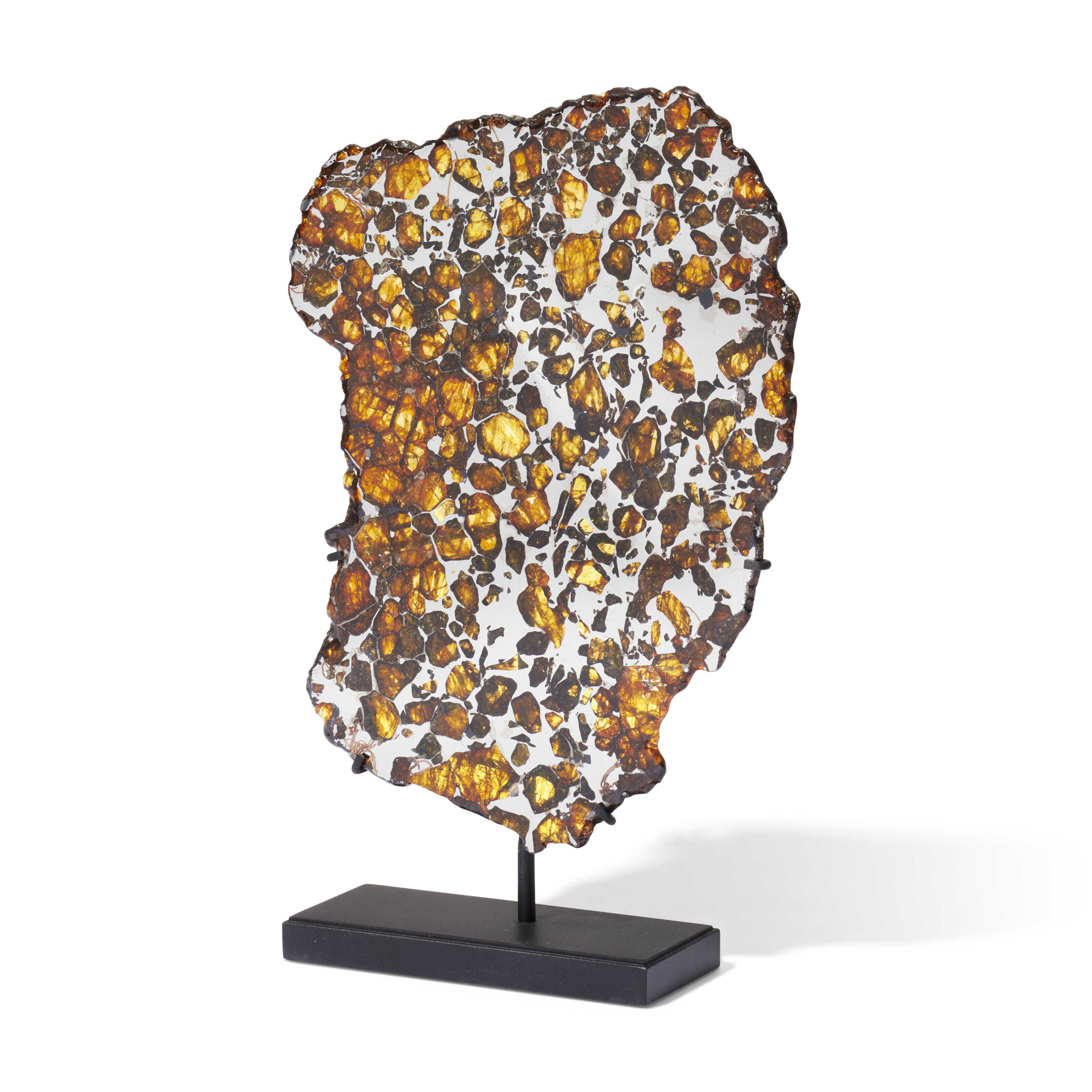 EXTRATERRESTRIAL PERIDOT IN COMPLETE SLICE OF AN IMILAC PALLASITE ...